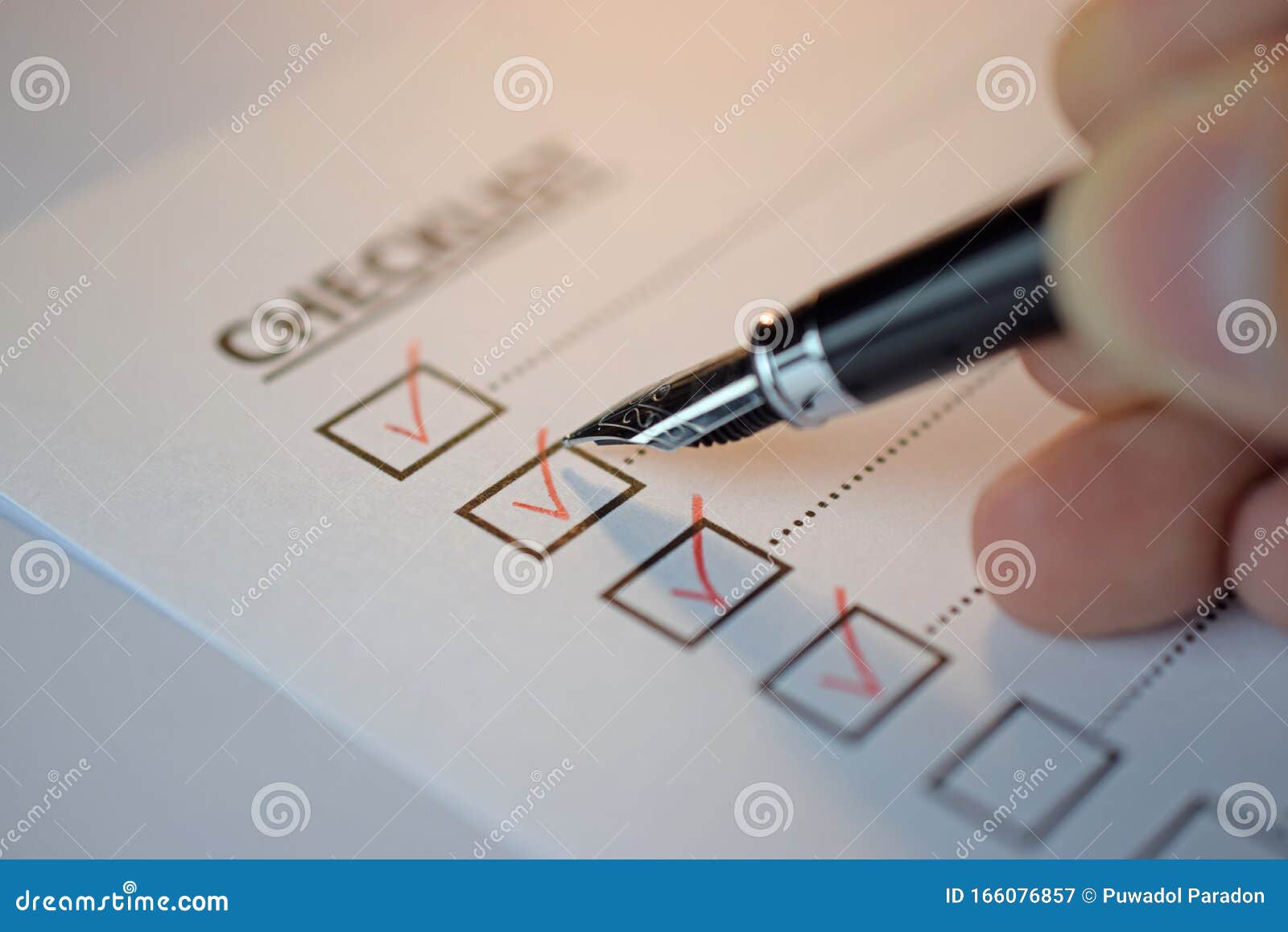 Checklist Concept - Checklist Box with Red Checkmark, Paper and a Pen ...