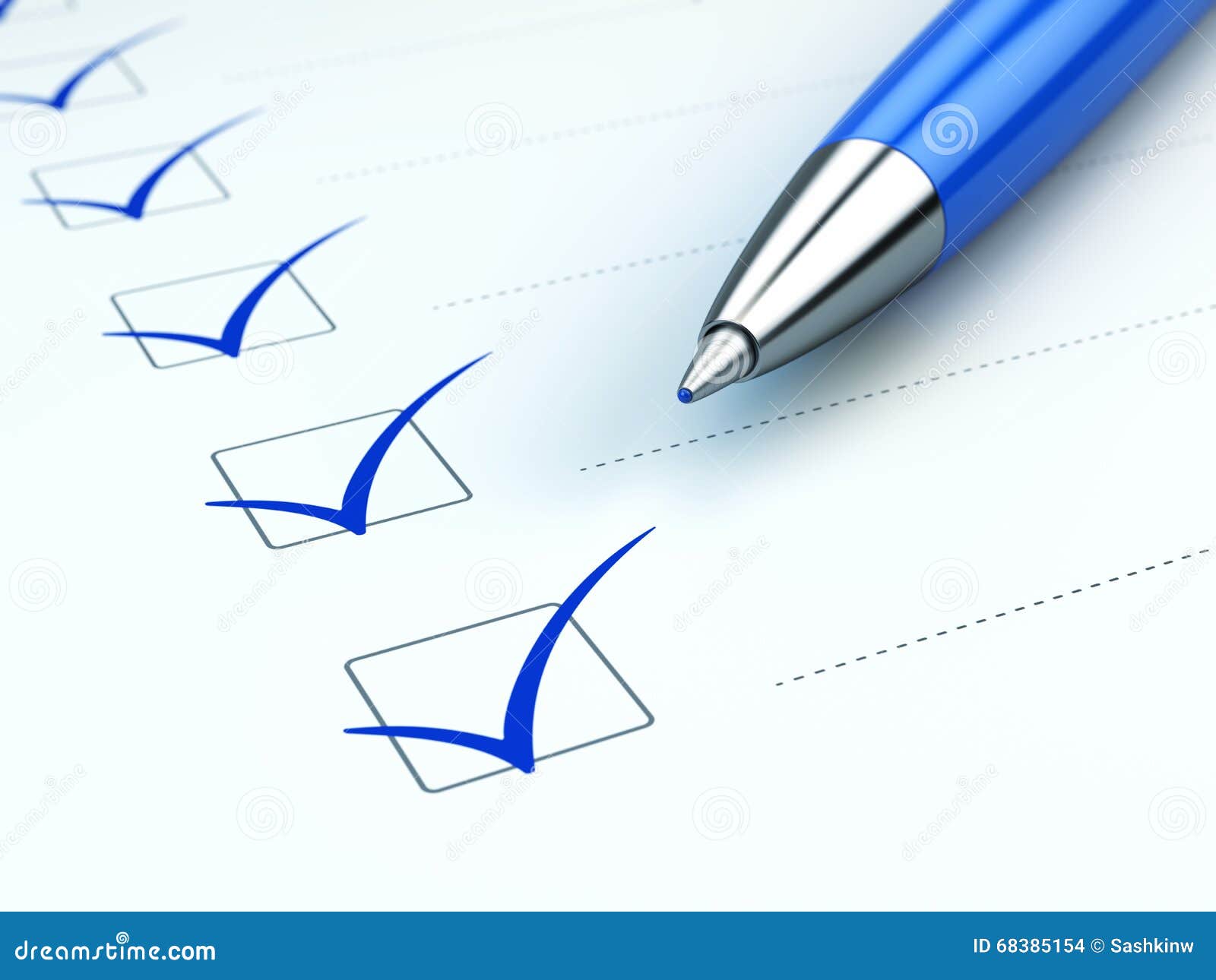 Checklist Concept: Checklist, Paper and Blue Pen Stock Illustration ...