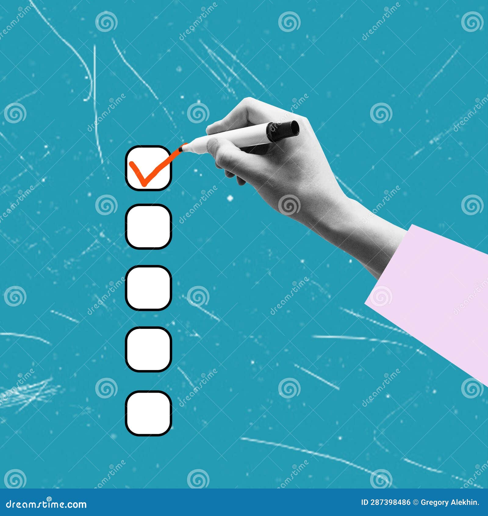 Checklist Concept. Contemporary Art Collage Stock Photo - Image of ...