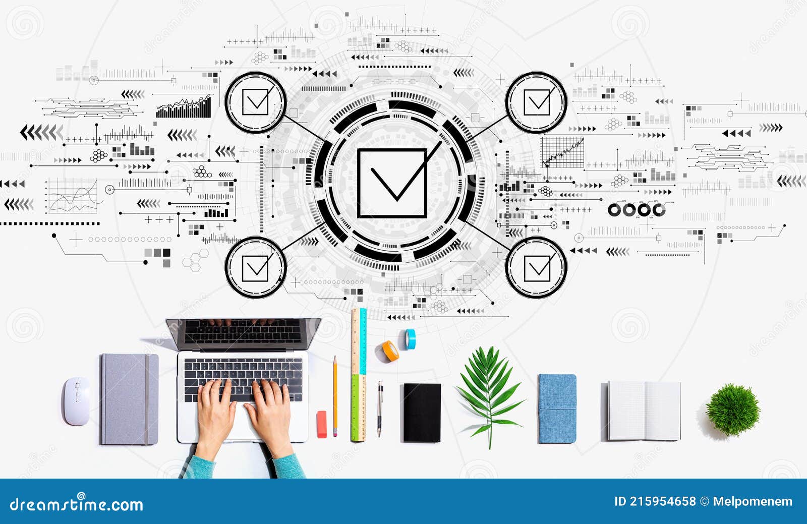 Checklist Concept with Person Using a Laptop Stock Photo - Image of ...