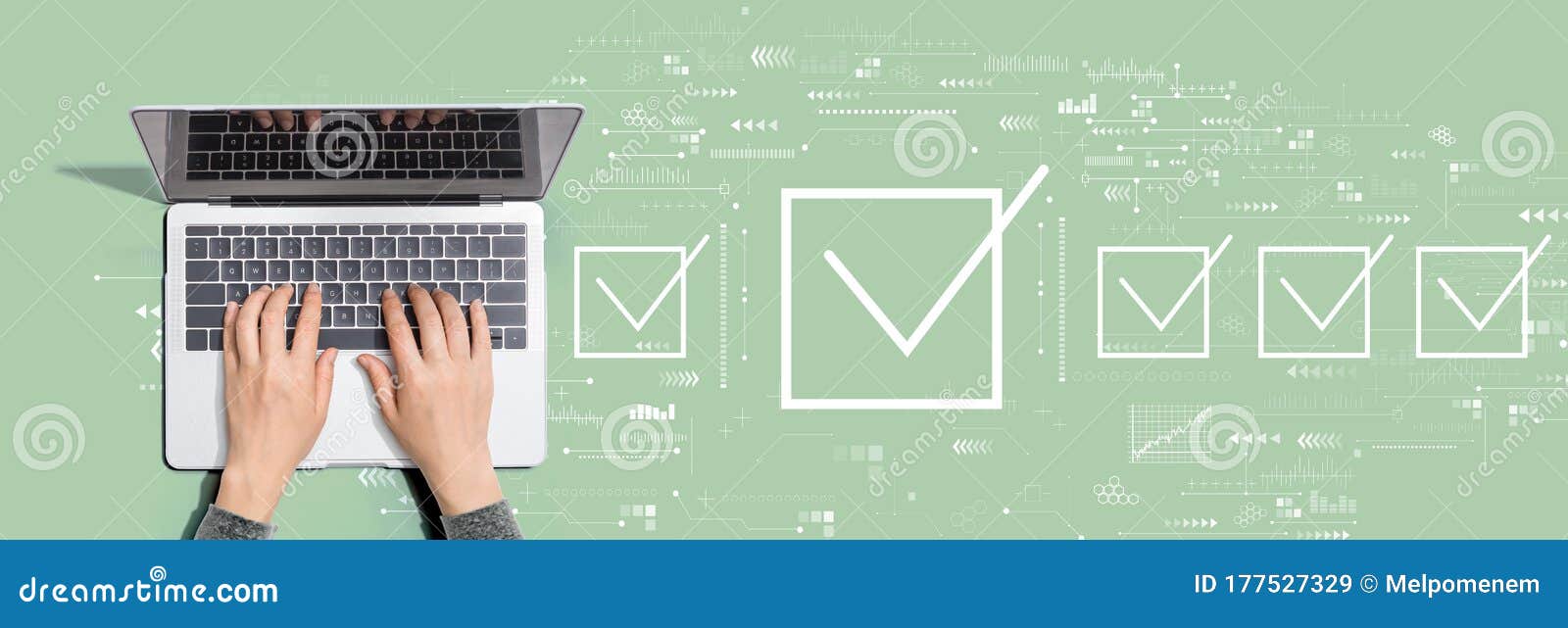 Checklist Concept with Person Using Laptop Computer Stock Illustration ...