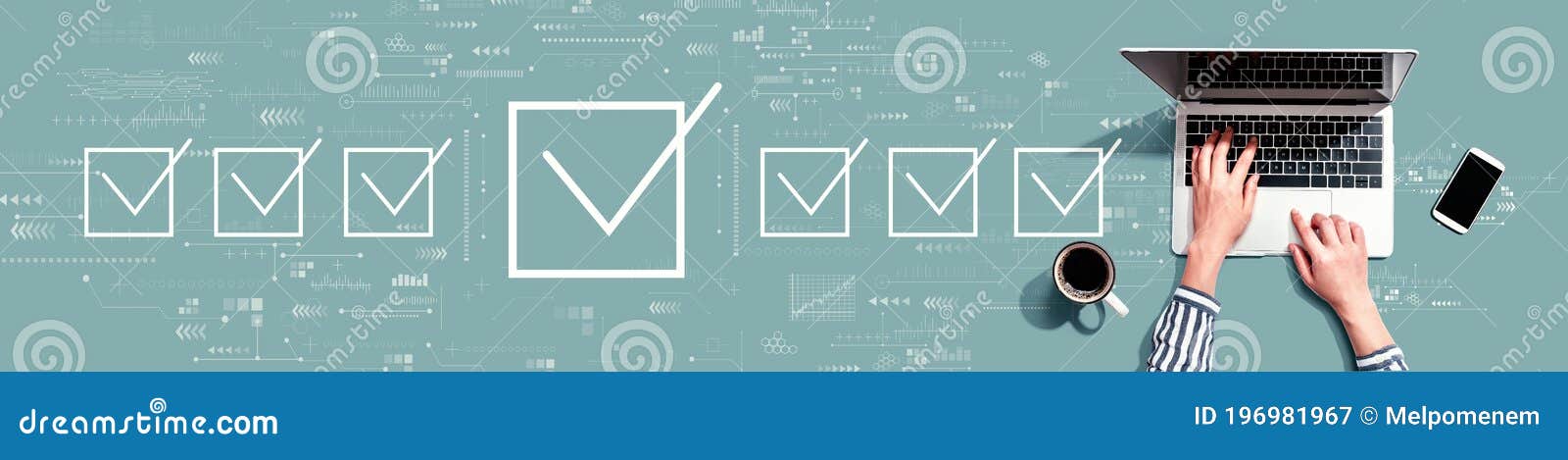 Checklist Concept with Person Using Laptop Stock Image - Image of ...