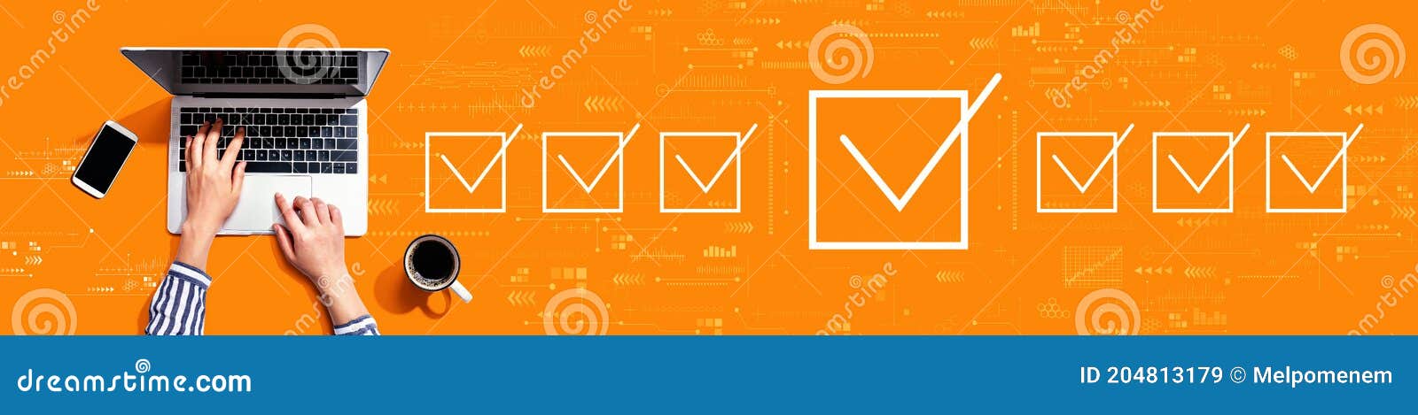 Checklist Concept with Person Using Laptop Stock Image - Image of desk ...