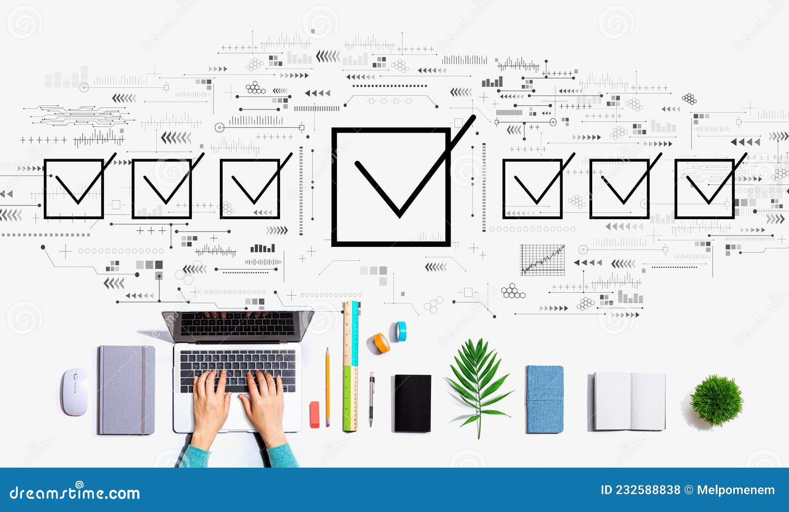 Checklist Concept with Person Using a Laptop Stock Photo - Image of ...