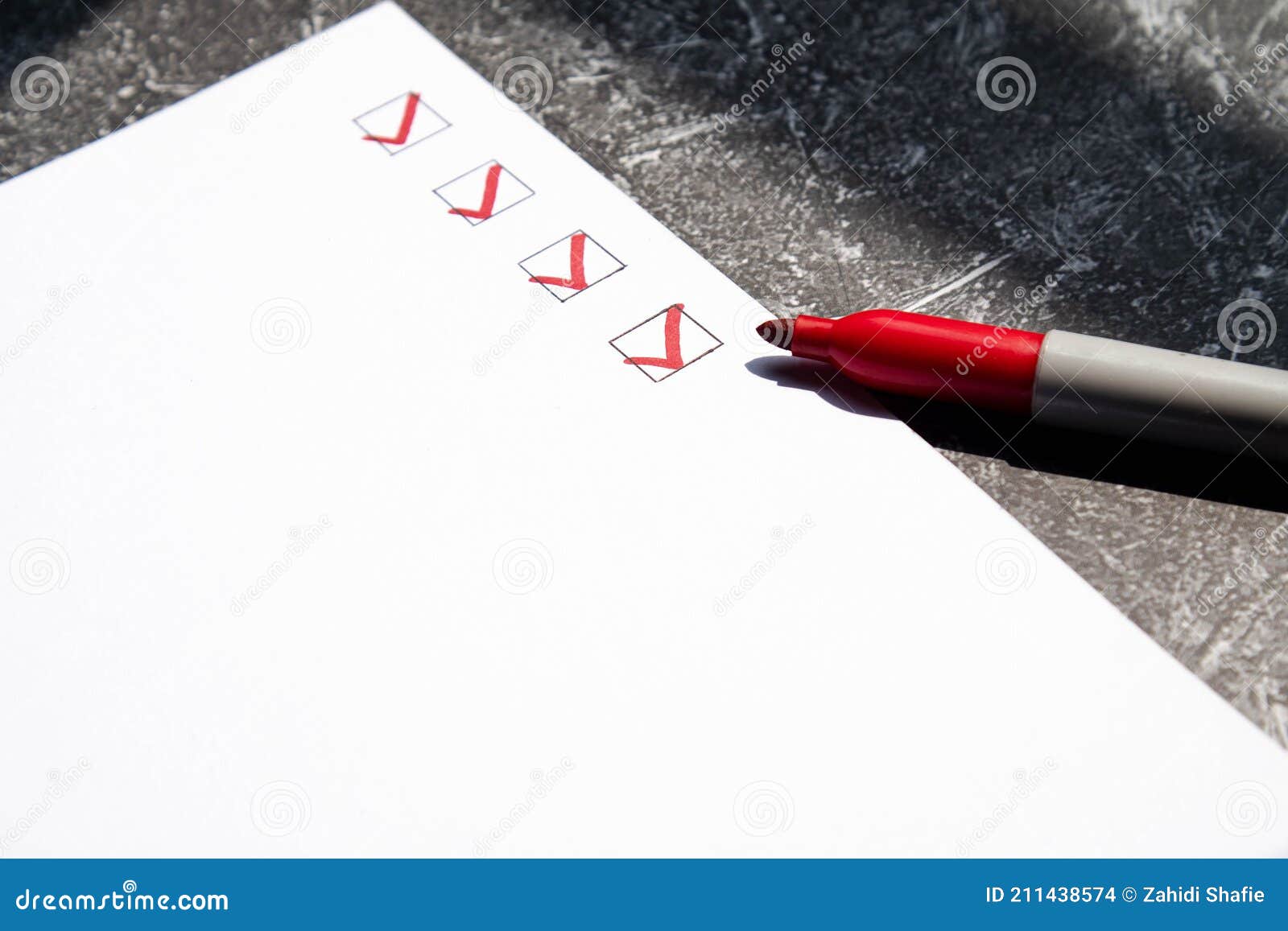 Checklist Concept, Red Marking on Checklist Box. Copy Space Stock Photo ...