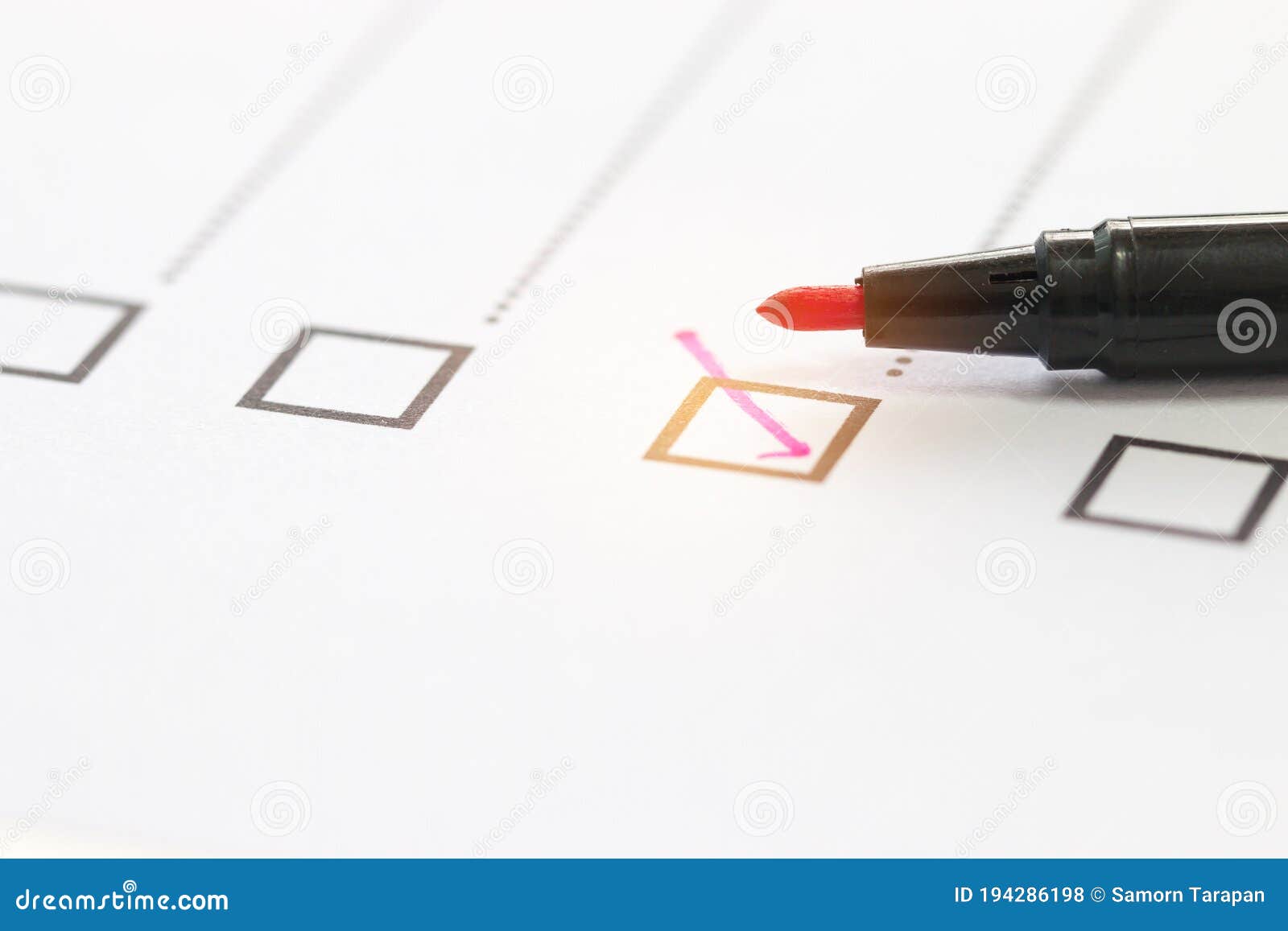 Checklist Concept - Red Pen Checkmark on Paper Checklist Box for ...