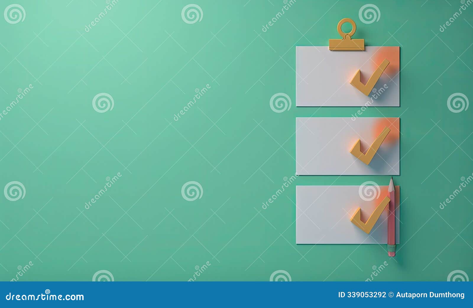 Checklist Concept with Three Checkboxes on Turquoise Background ...