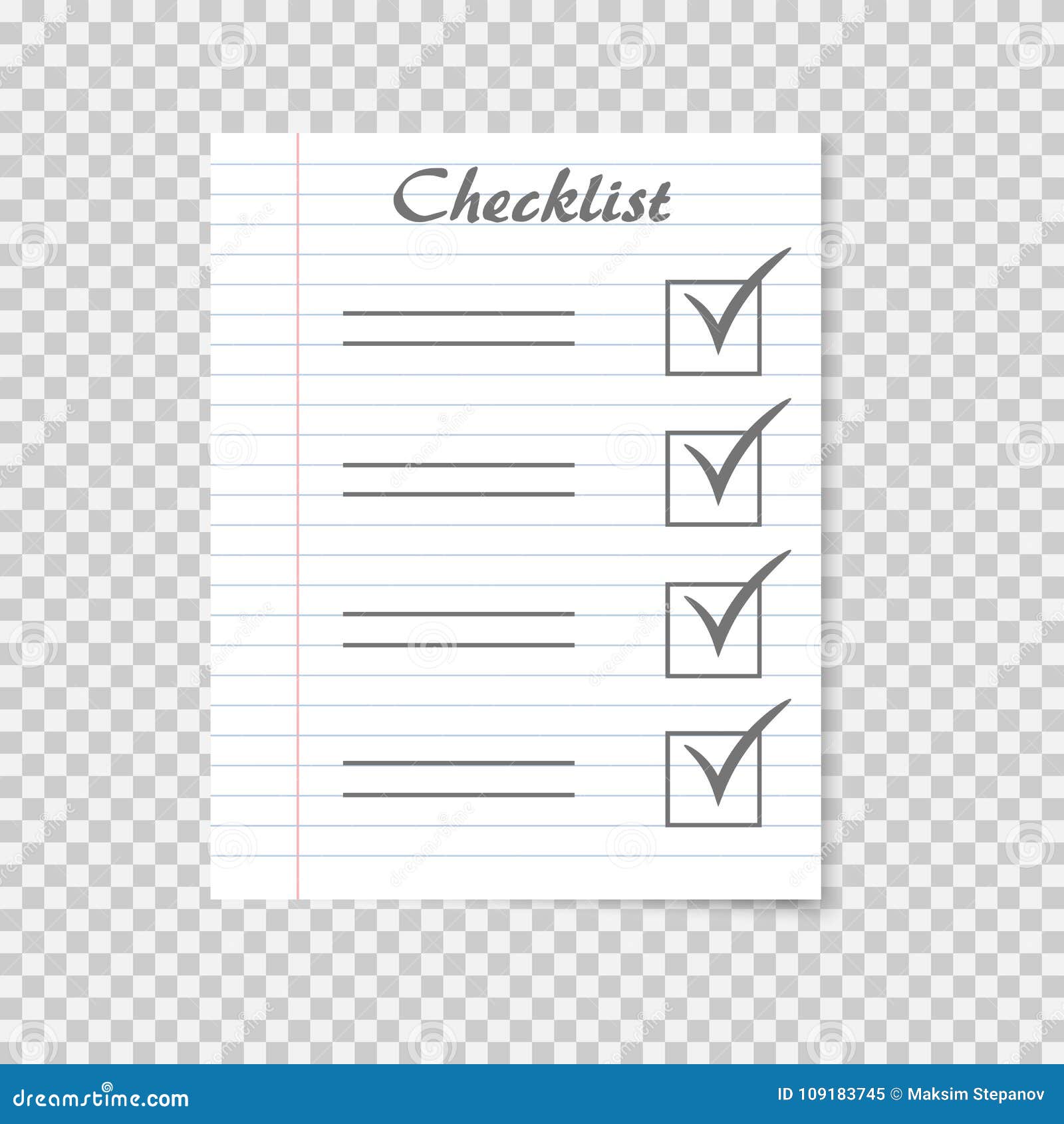 Checklist Concept. To Do List on Realistic School Notebook Paper Stock ...