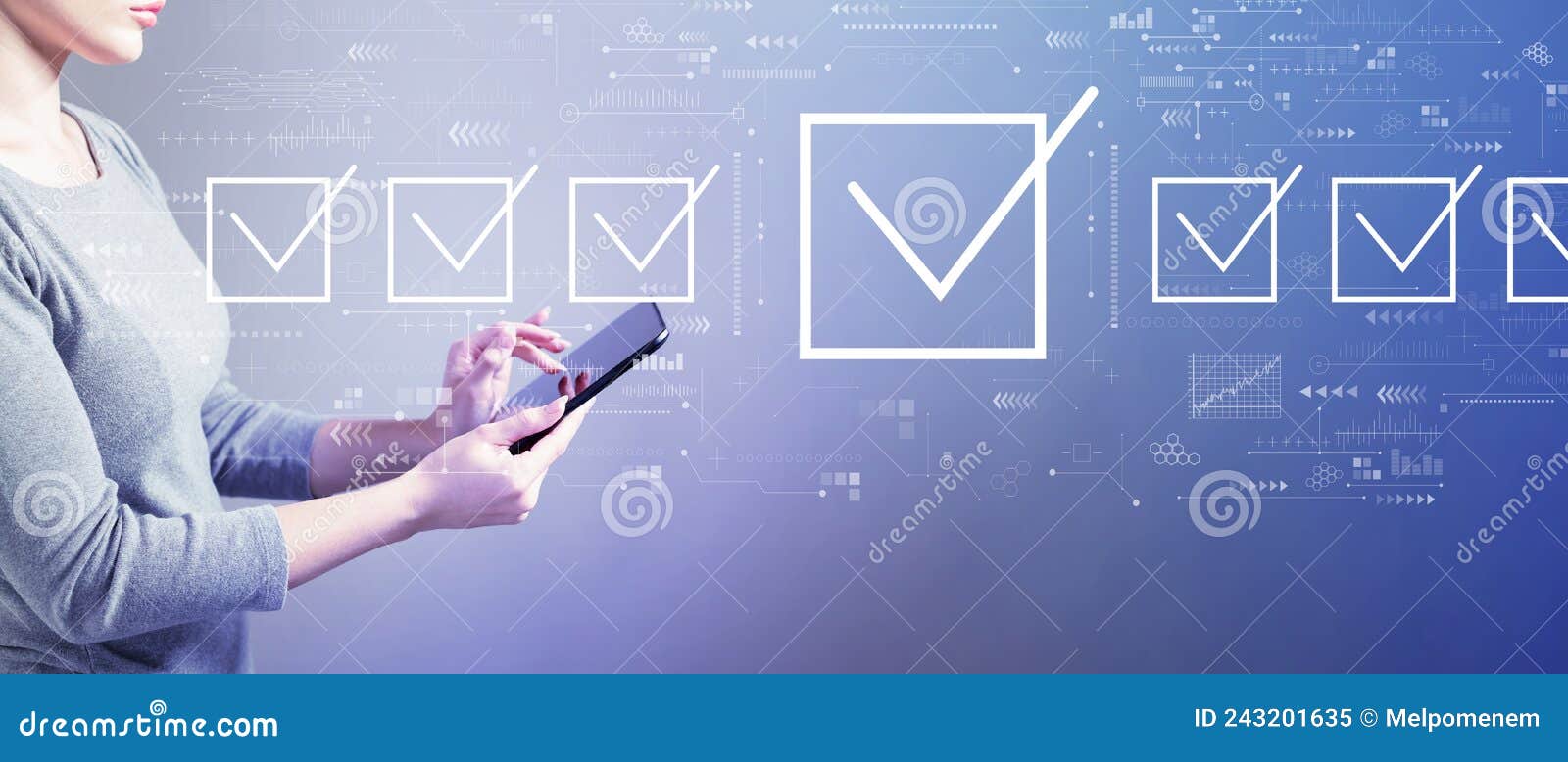 Checklist Concept with Woman Using a Tablet Stock Image - Image of ...