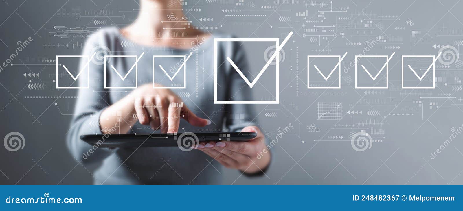 Checklist Concept with Woman Using a Tablet Stock Image - Image of ...