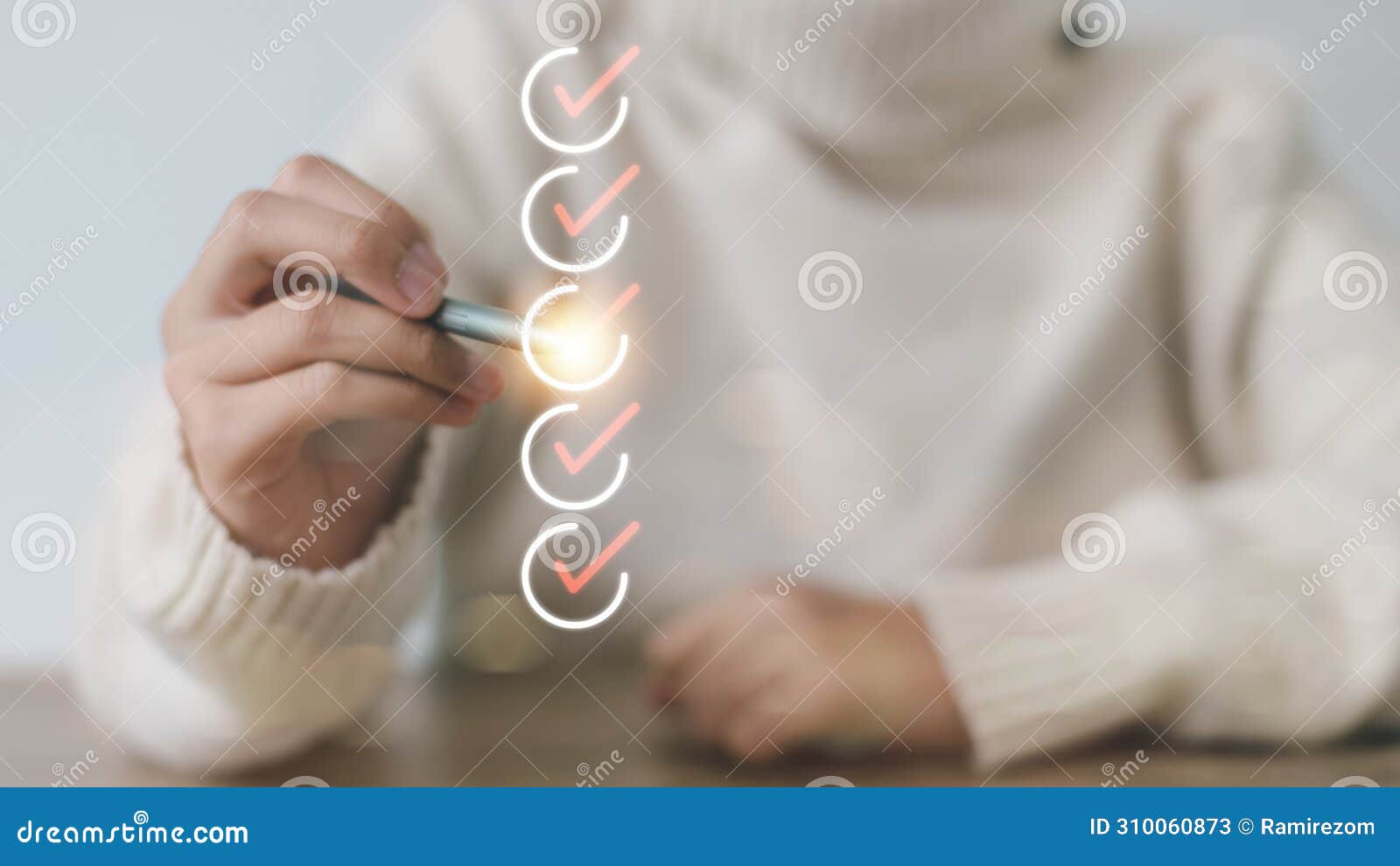 Checklist Concept, Women Checking Mark on the Check Boxes with Marker ...