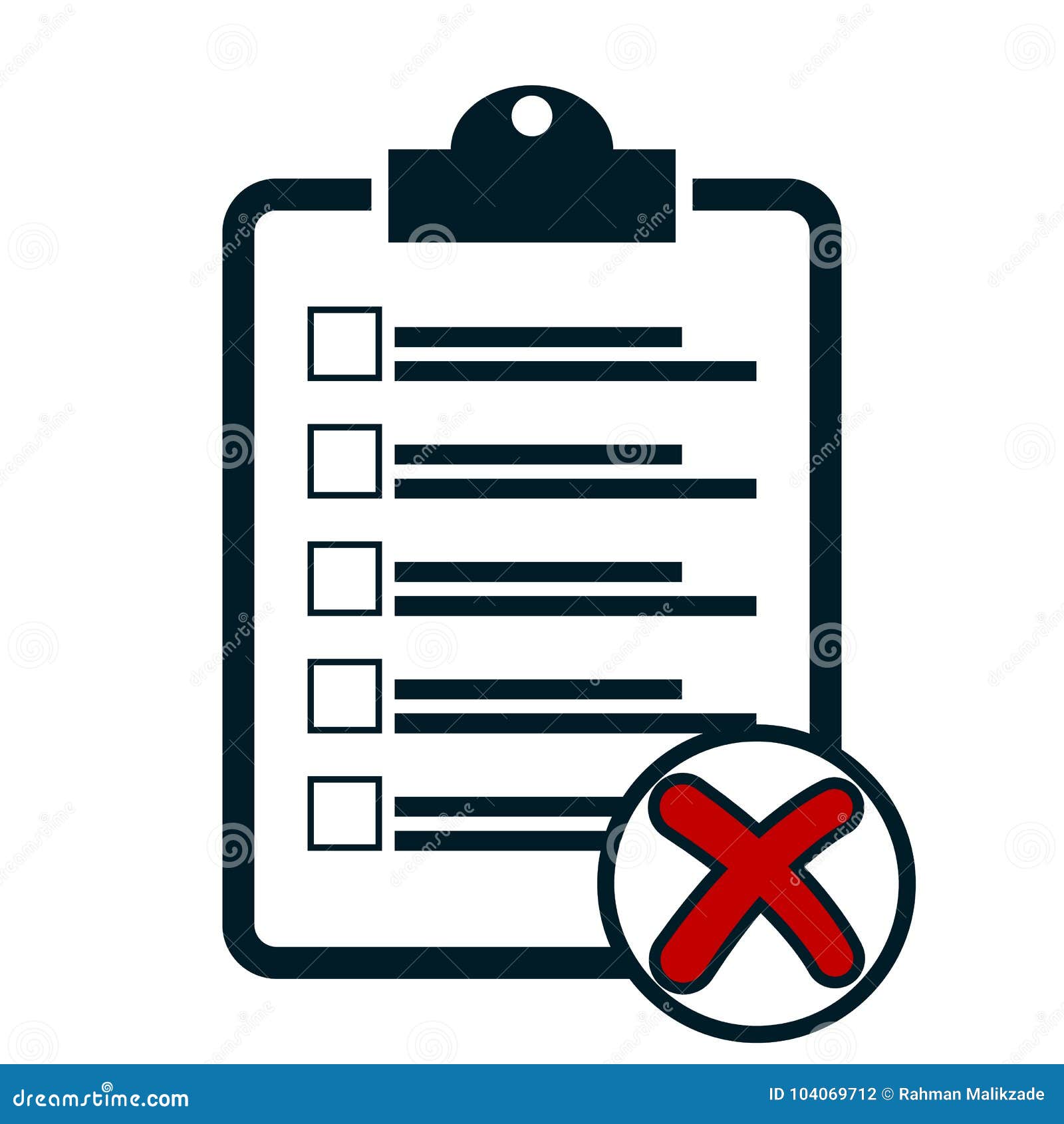 Checklist with Cross Icon. Clipboard with Red X Marks Stock Vector ...