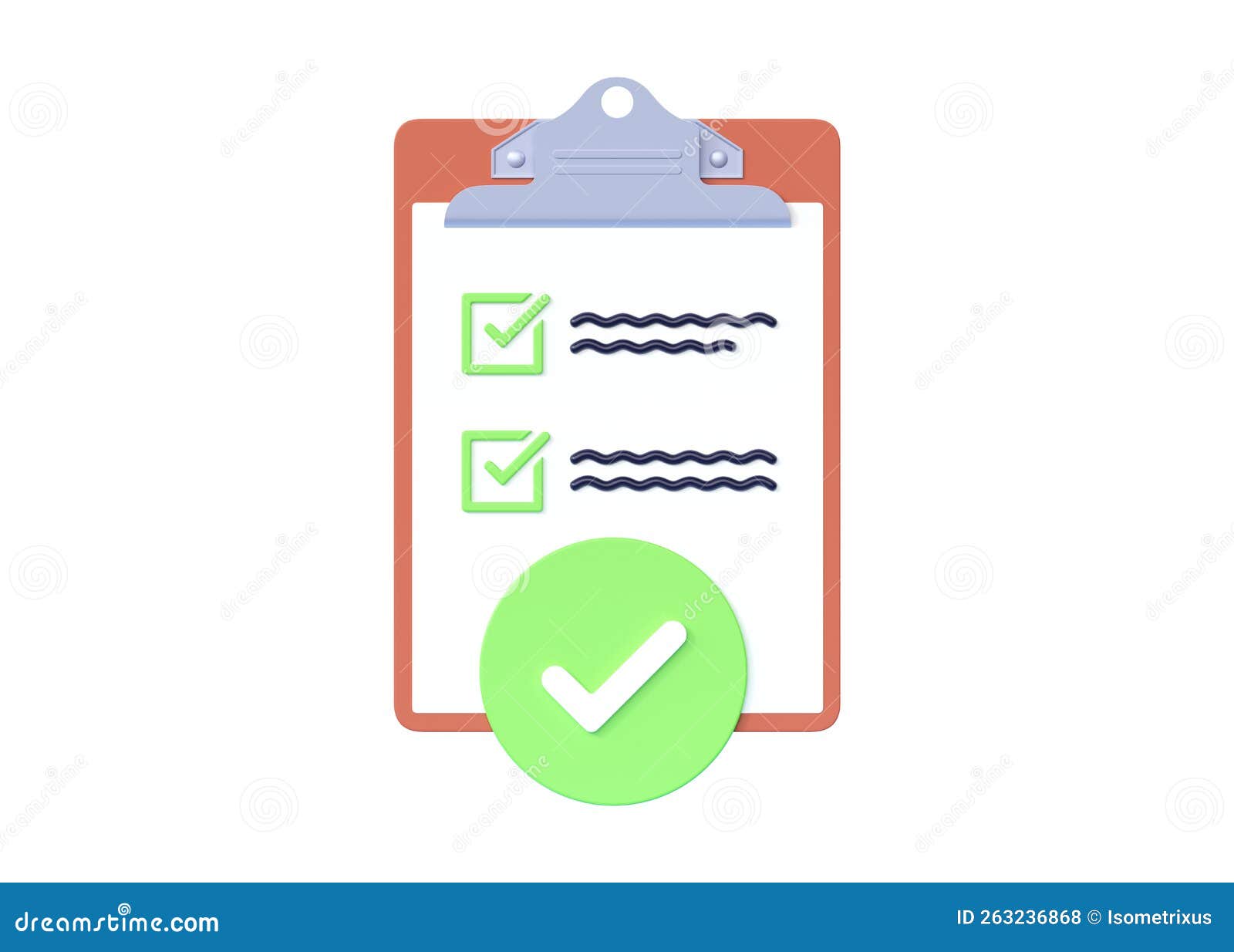 Checklist 3d Render Illustration - Complete Contract Paper Document ...