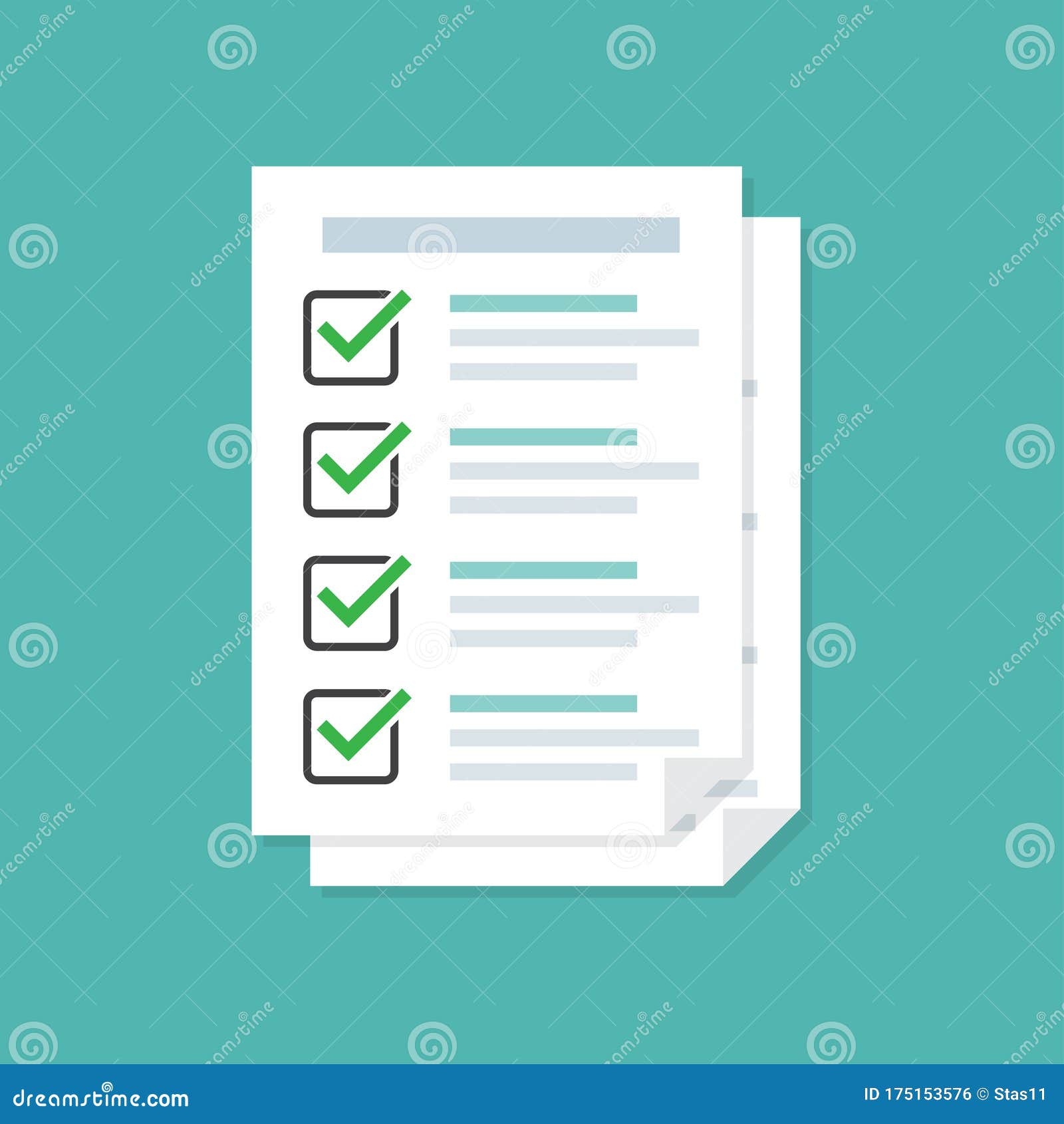 Checklist Document in a Flat Design with Shadow Stock Vector ...
