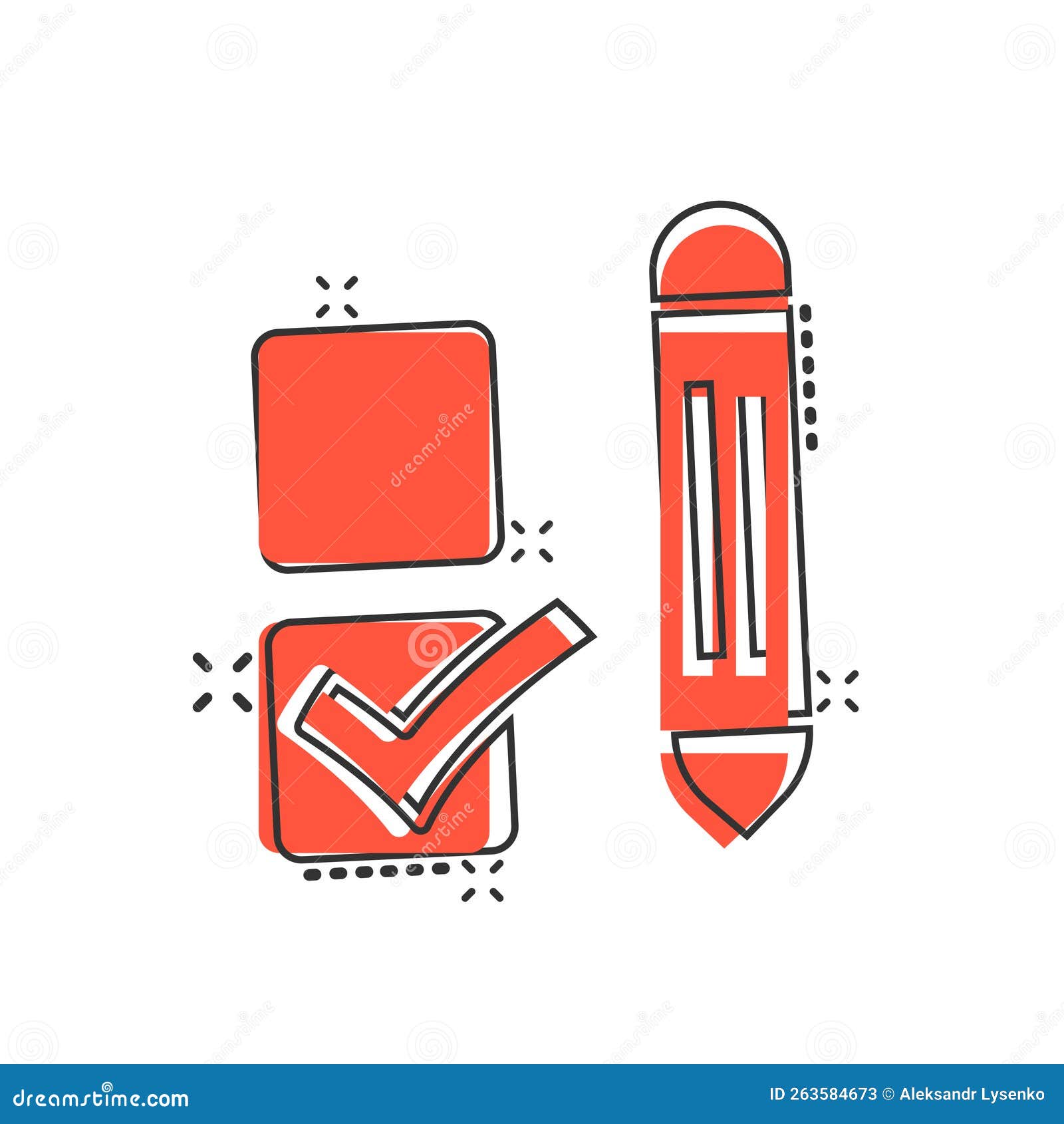 Checklist Document Icon in Comic Style. Survey Cartoon Vector ...
