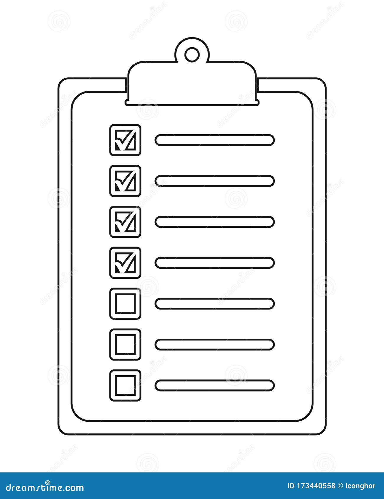 Checklist document Icon. stock vector. Illustration of clipboard ...
