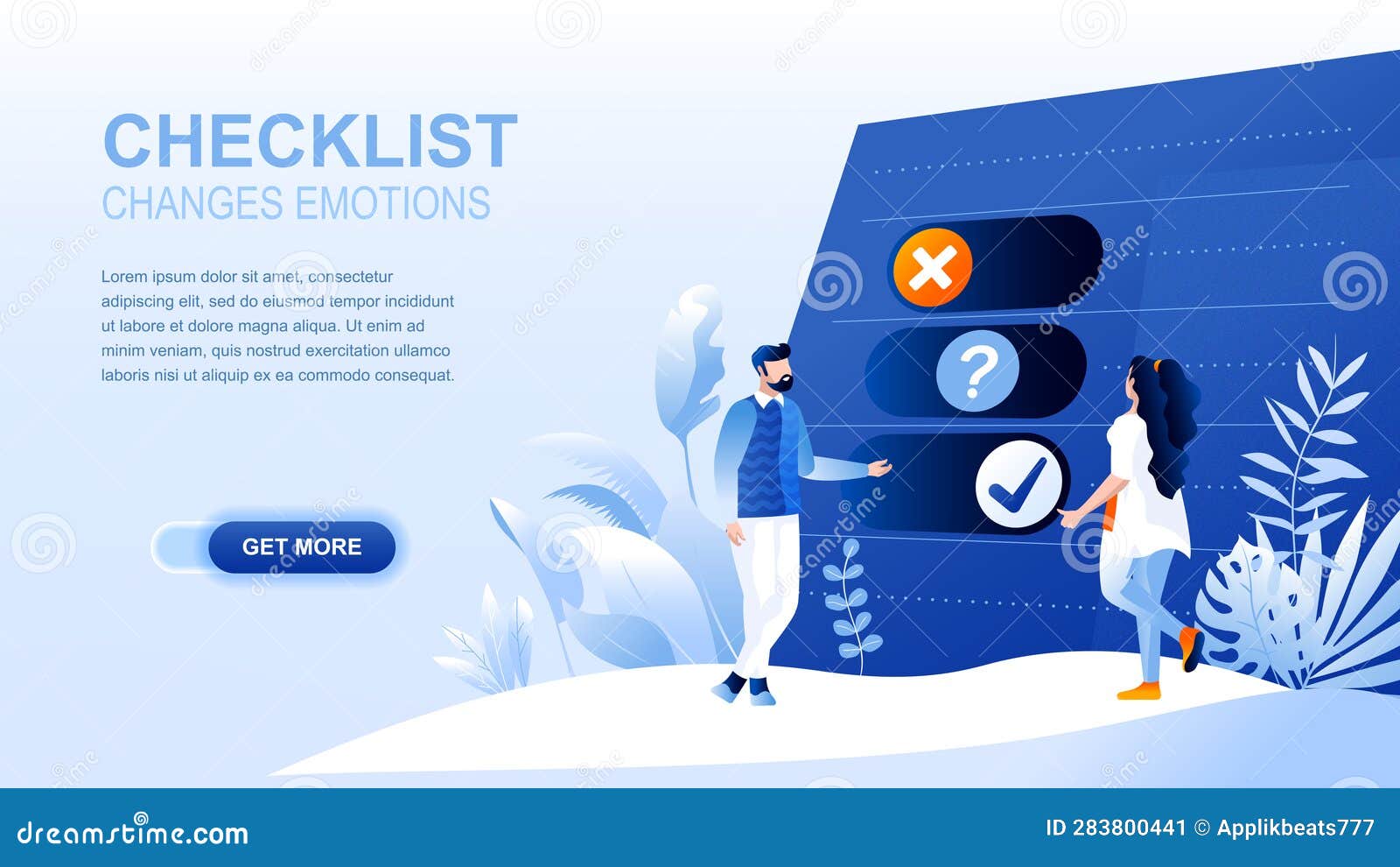 Checklist Flat Landing Page with Header, Banner Vector Template. To Do ...