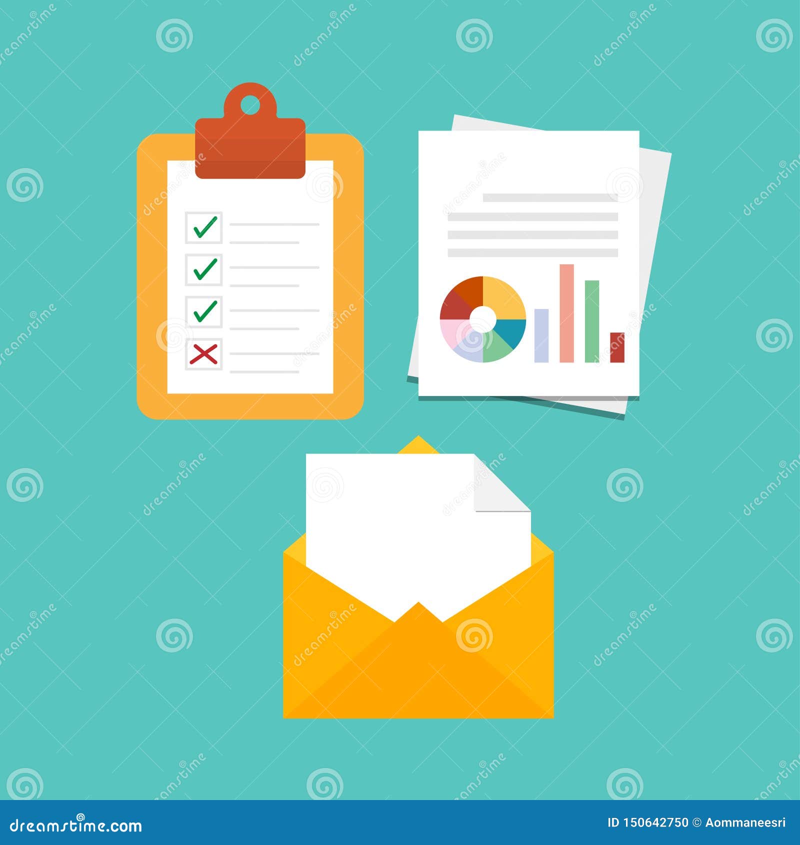 Checklist Form on Clipboard, Graph or Chart on White Paper, Yellow ...