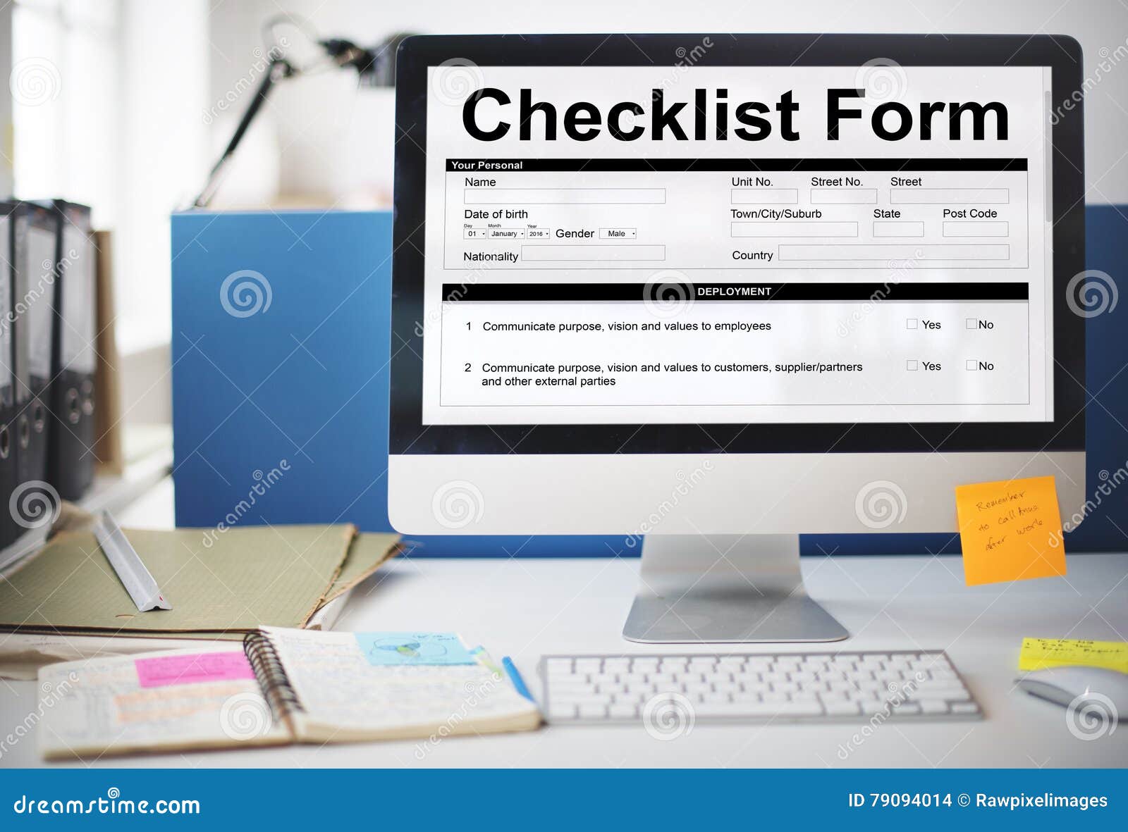 Checklist Form Document Data Information Contract Concept Stock Photo ...