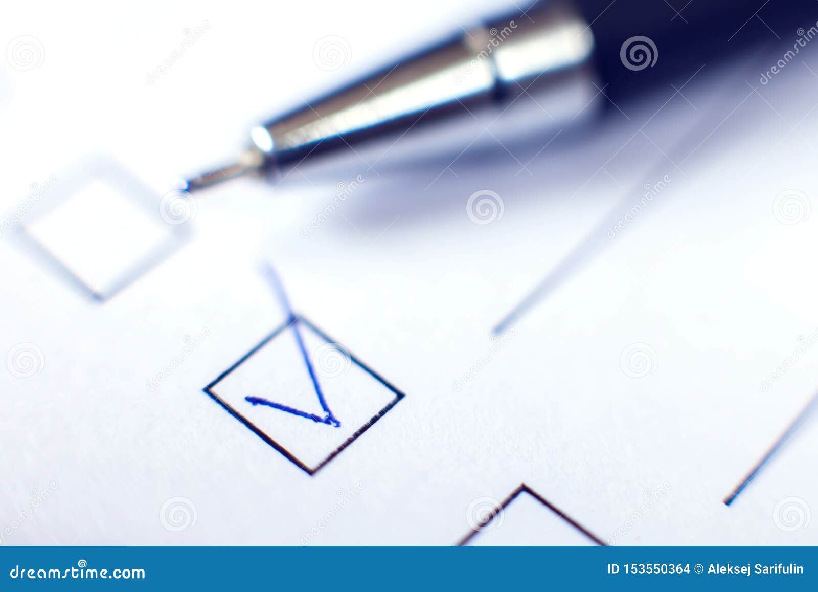 Checklist Form with a Pen on White Paper. Checkbox Concept Stock Photo ...