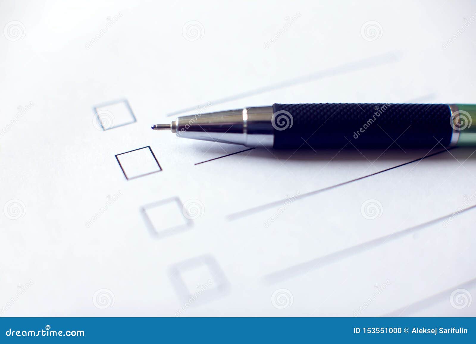 Checklist Form with a Pen on White Paper. Checkbox Concept Stock Photo ...