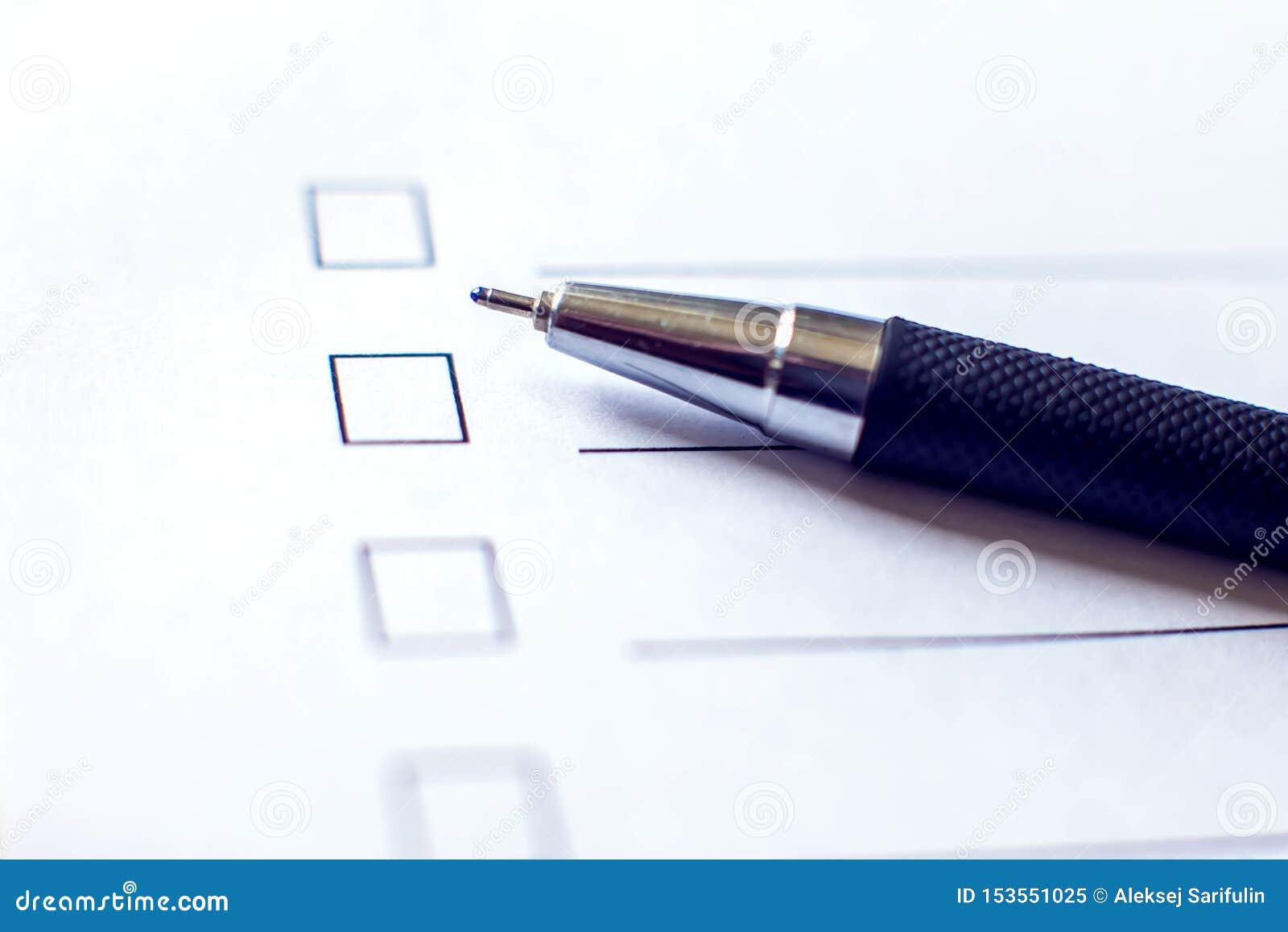 Checklist Form with a Pen on White Paper. Checkbox Concept Stock Image ...