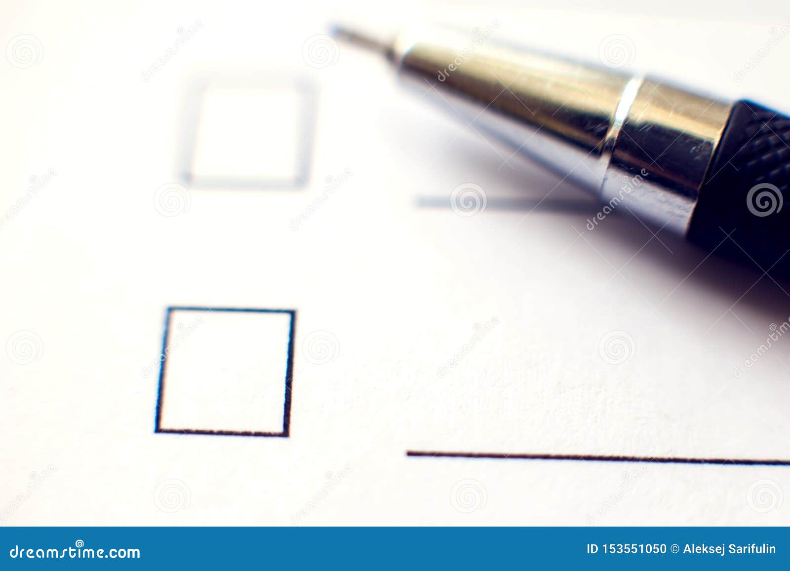 Checklist Form with a Pen on White Paper. Checkbox Concept Stock Photo ...