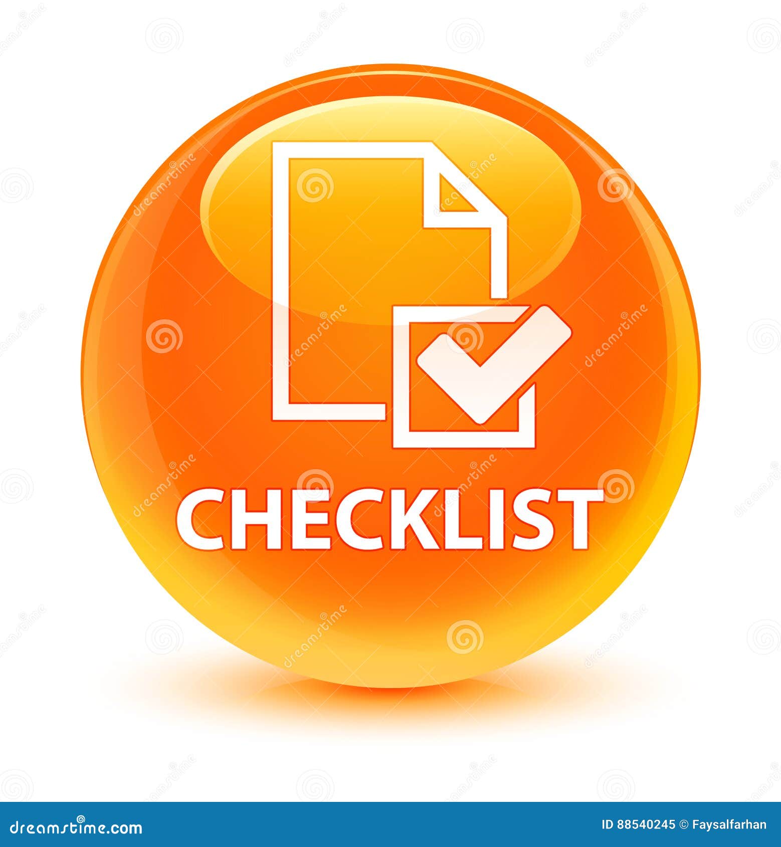 Checklist Glassy Orange Round Button Stock Illustration - Illustration ...