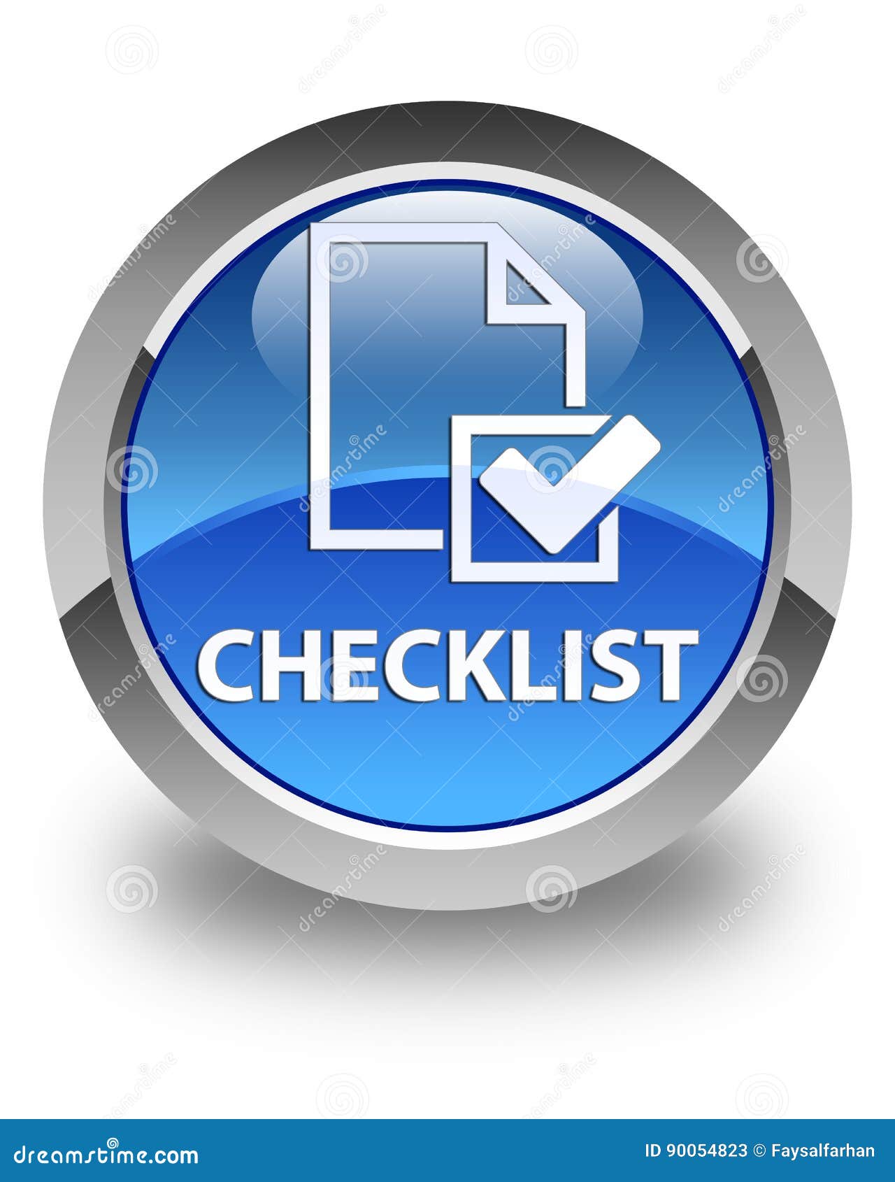 Checklist Glossy Blue Round Button Stock Illustration - Illustration of ...