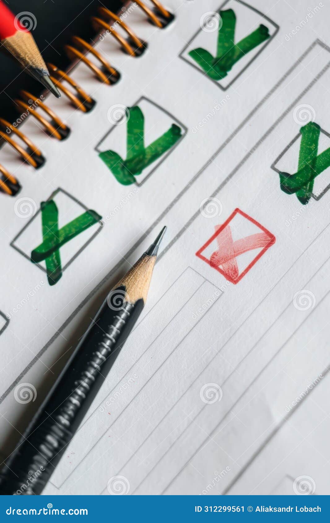 A Checklist with a Green Check Mark and Red Crosses Stock Illustration ...