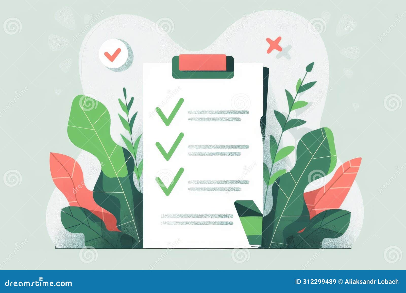 A Checklist with a Green Check Mark and Red Crosses. Illustration Stock ...