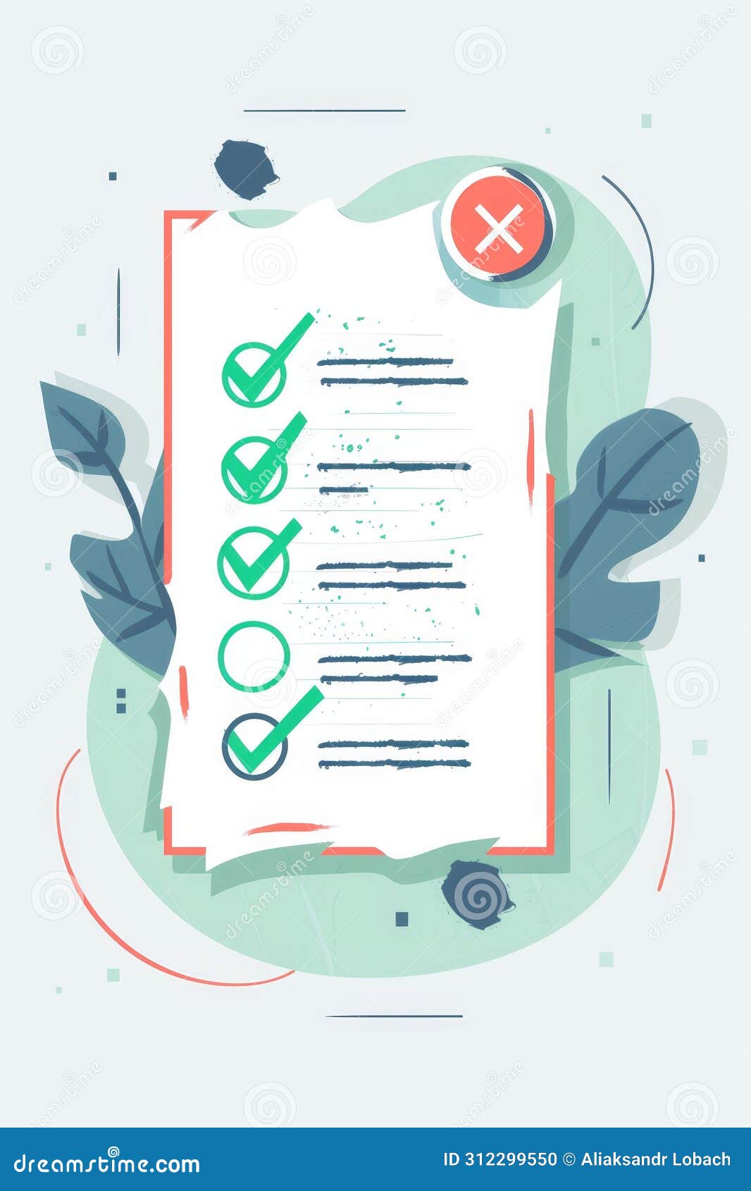 A Checklist with a Green Check Mark and Red Crosses. Illustration Stock ...