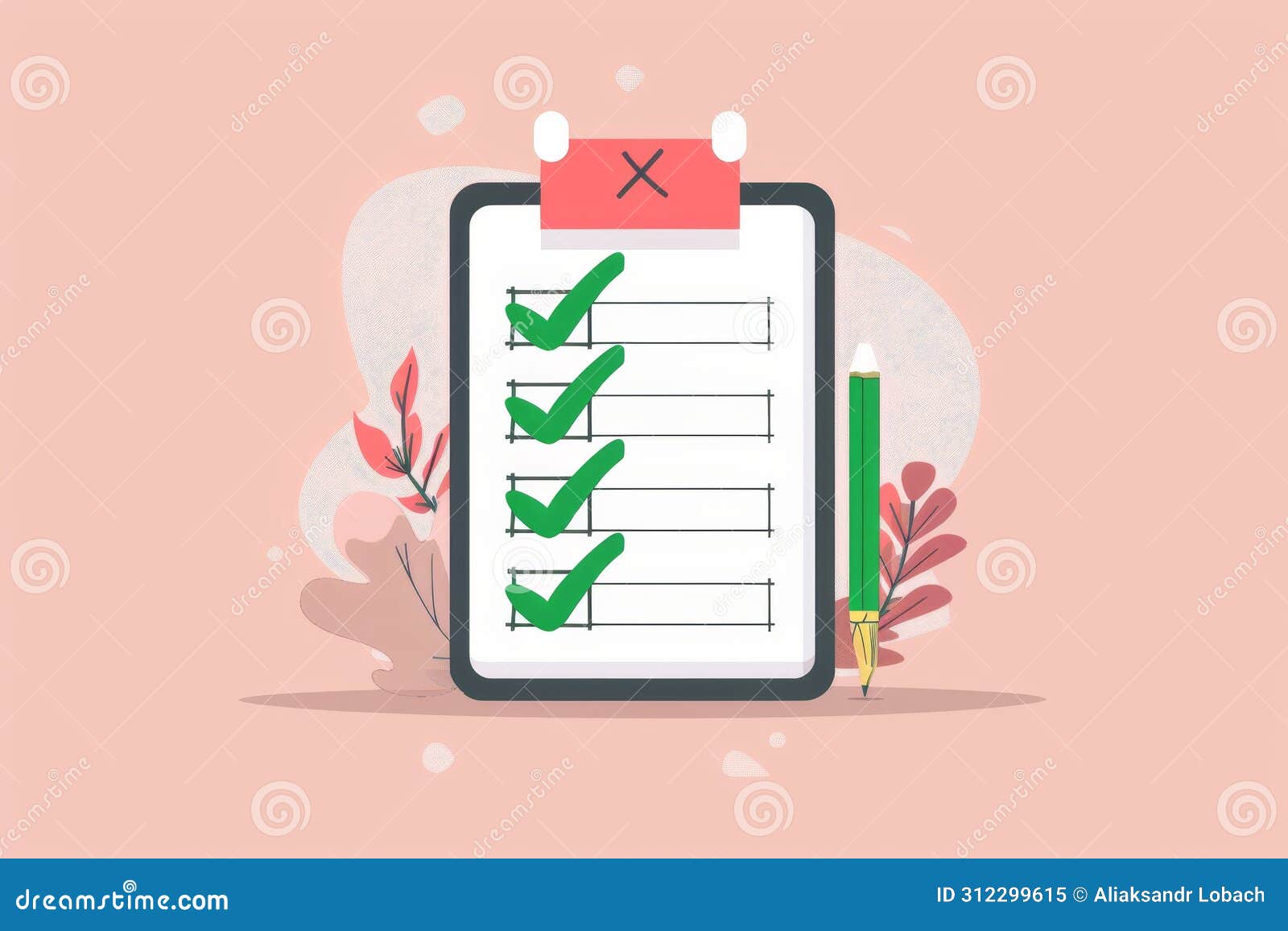 A Checklist with a Green Check Mark and Red Crosses. Illustration Stock ...