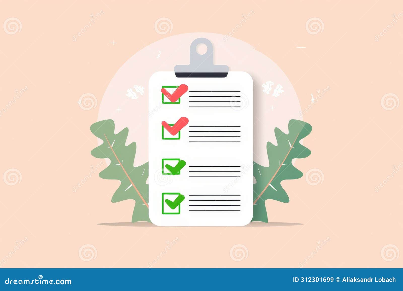 A Checklist with a Green Check Mark and Red Crosses. Illustration Stock ...