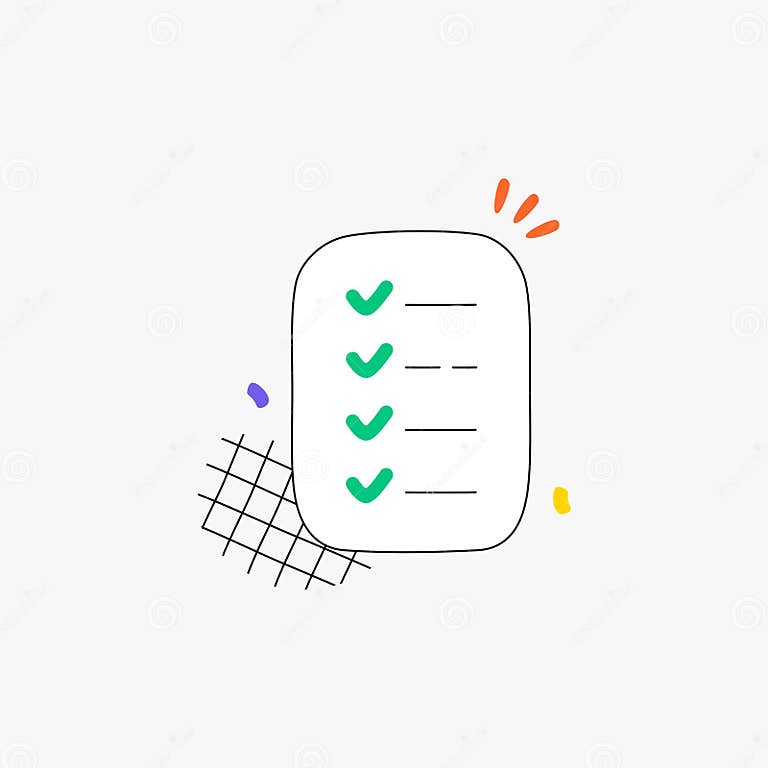 Checklist with Green Check Marks in Flat Vector Illustration ...