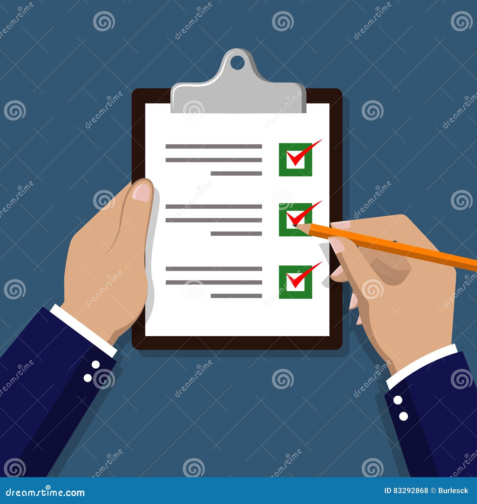 Checklist with Hand. Check Items on Paper Vector Illustration Stock ...