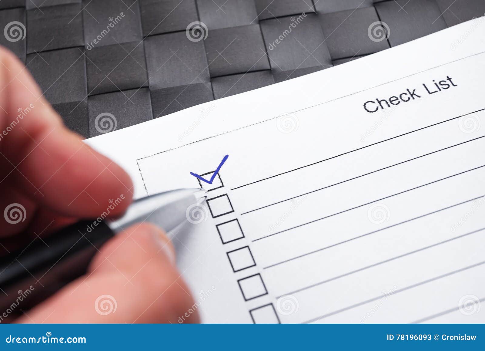 Checklist with Hand Doing Tick Mark with a Pen. Stock Image - Image of ...
