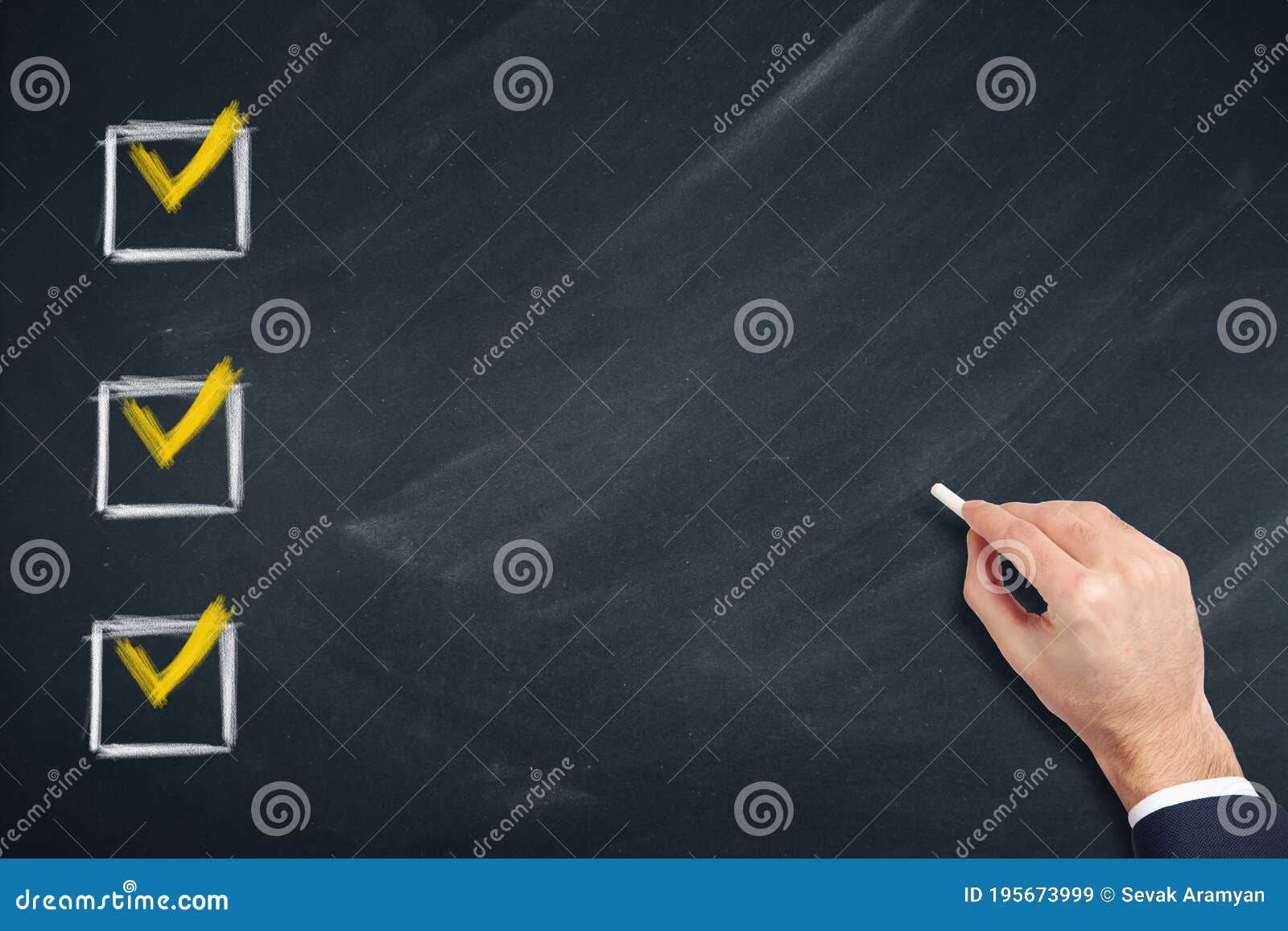 Checklist Hand Writing on Blackboard Stock Image - Image of draw, care ...