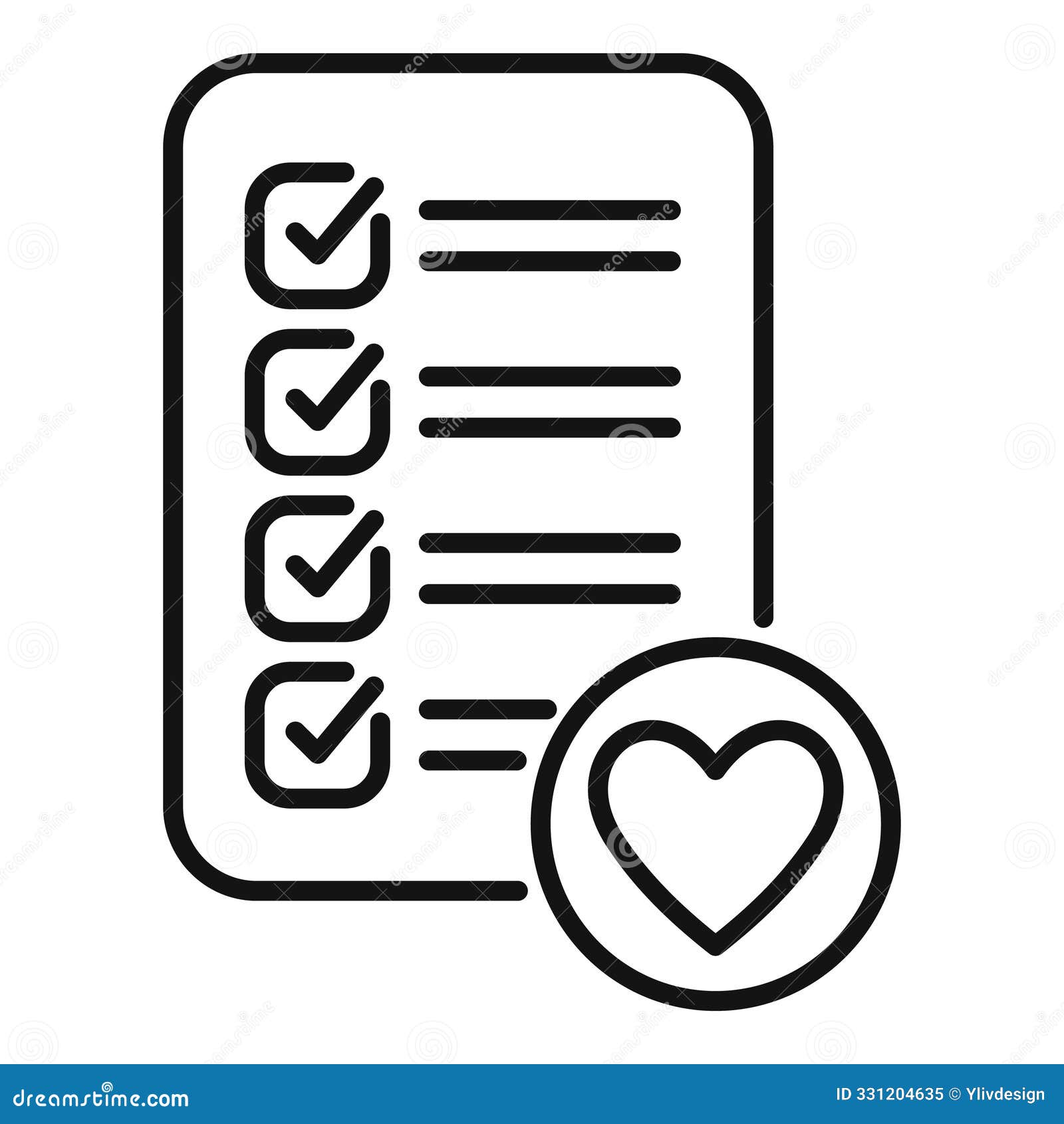 Checklist with Heart Icon Representing Love for Completing Tasks Stock ...