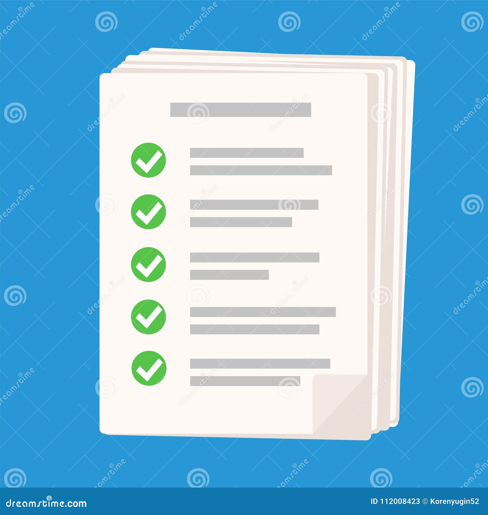 Checklist Icon on Blue Background. Flat Illustration for Web, St Stock ...