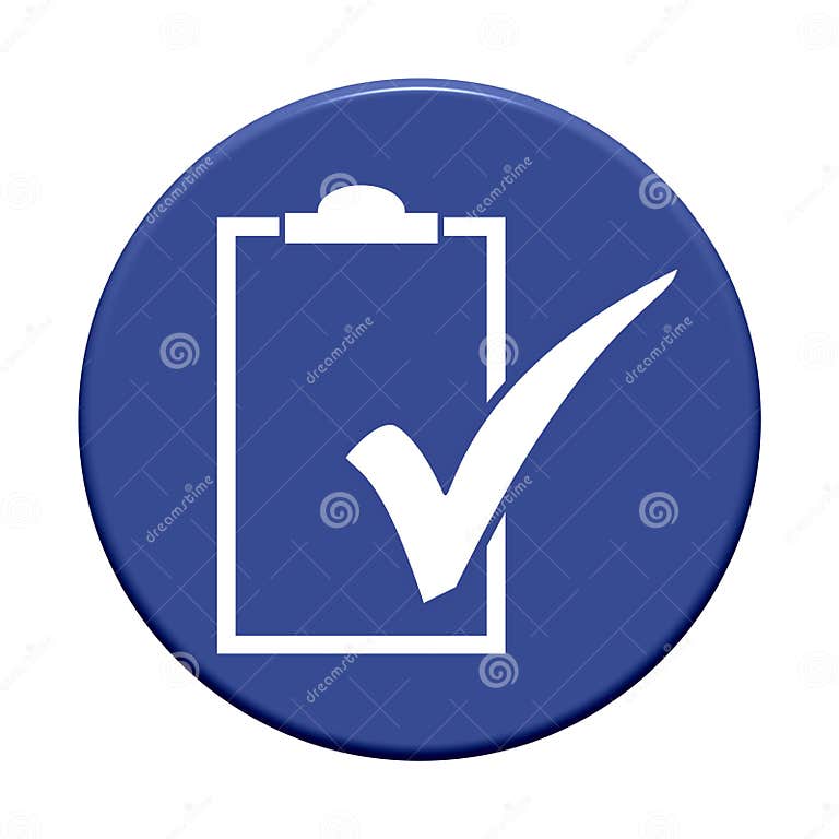 Checklist Icon on Blue Round Button Stock Illustration - Illustration ...