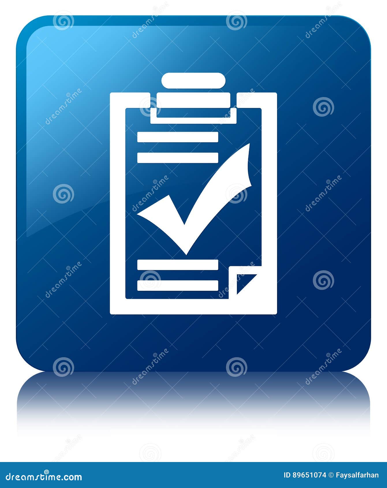 Checklist Icon Blue Square Button Stock Illustration - Illustration of ...