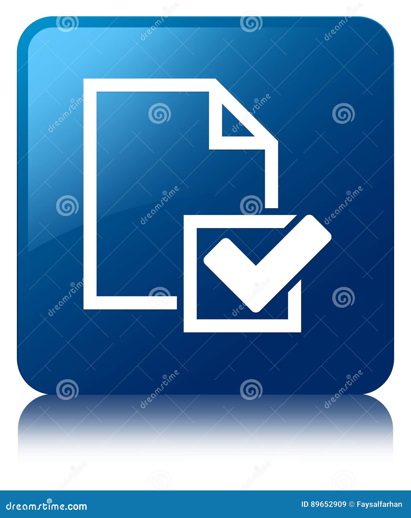Checklist Icon Blue Square Button Stock Illustration - Illustration of ...