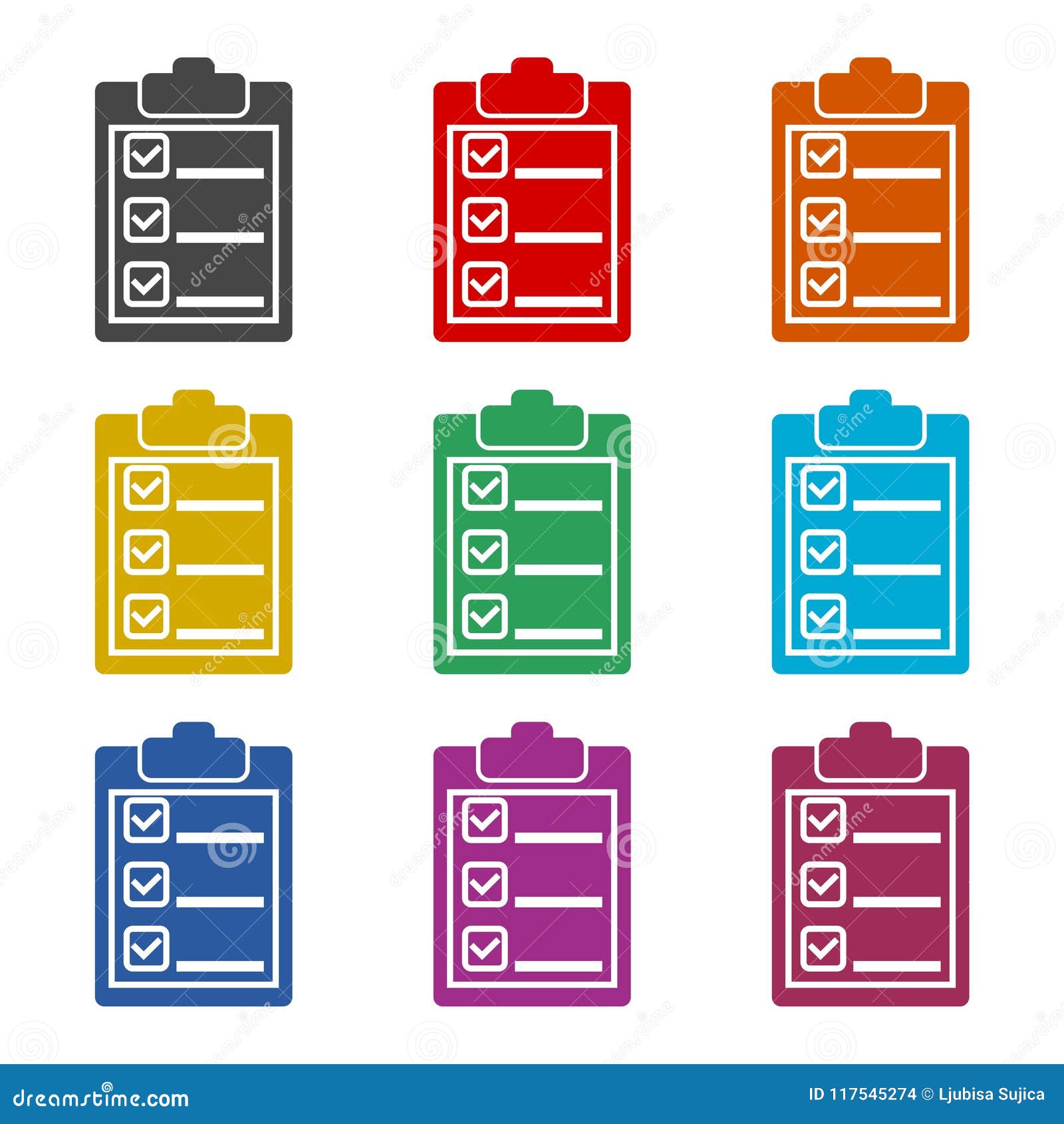 Checklist Icon, Color Icons Set Stock Vector - Illustration of flat ...