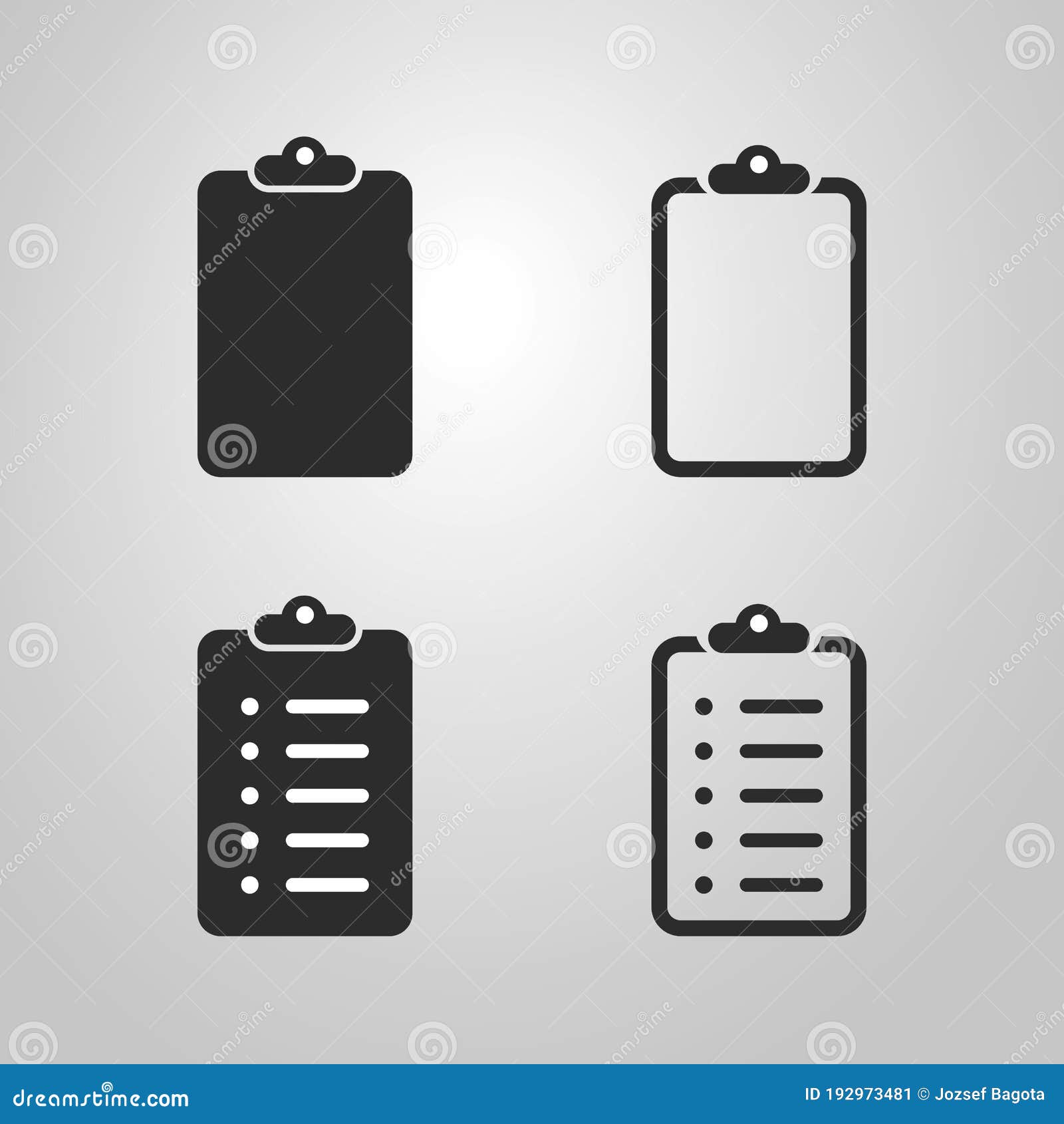 Checklist Icon Design Set Black and White and Linear Version Stock ...