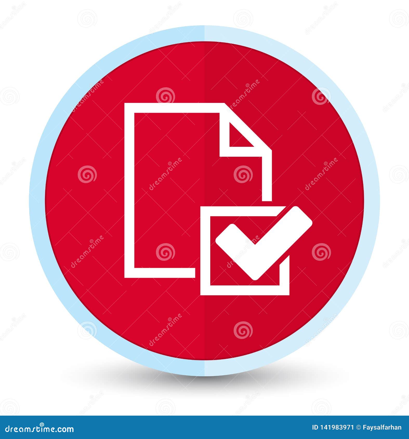 Checklist Icon Flat Prime Red Round Button Stock Vector - Illustration ...