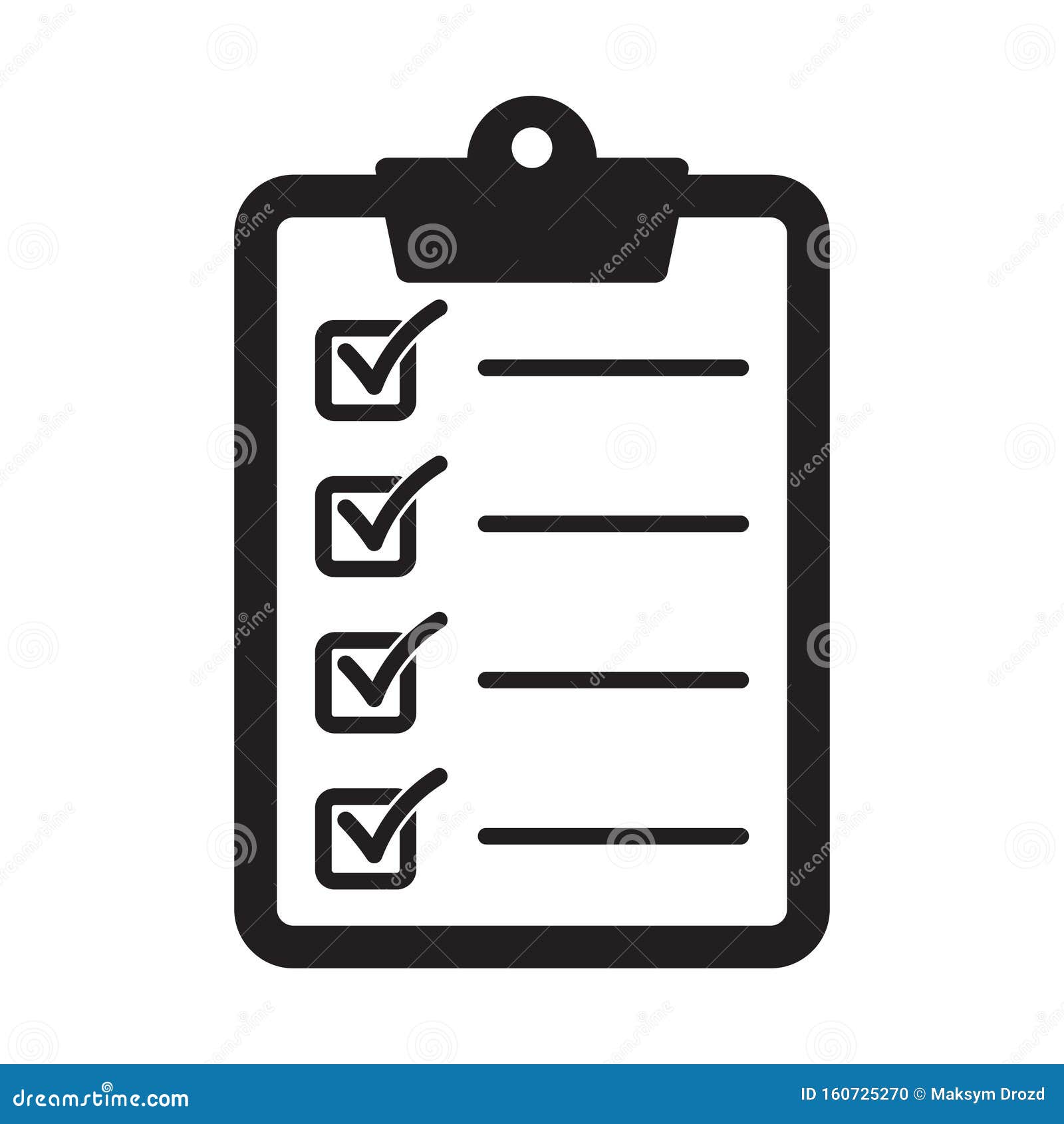 Checklist Icon Flat Style Isolated on Background. Checklist Sign Symbol ...