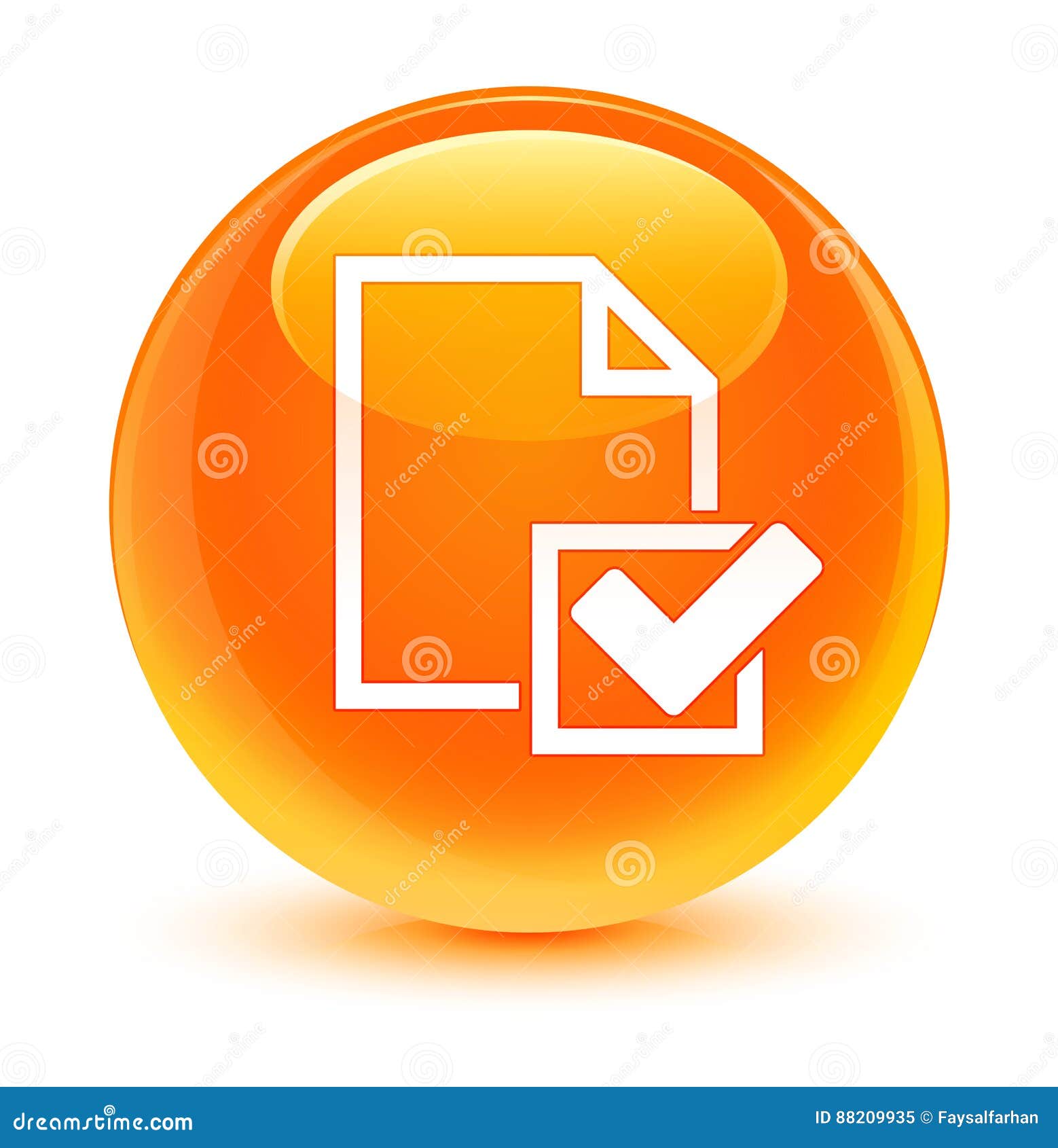 Checklist Icon Glassy Orange Round Button Stock Illustration ...
