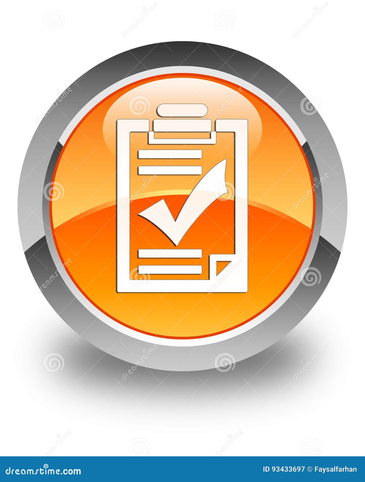 Checklist Icon Glossy Orange Round Button Stock Illustration ...