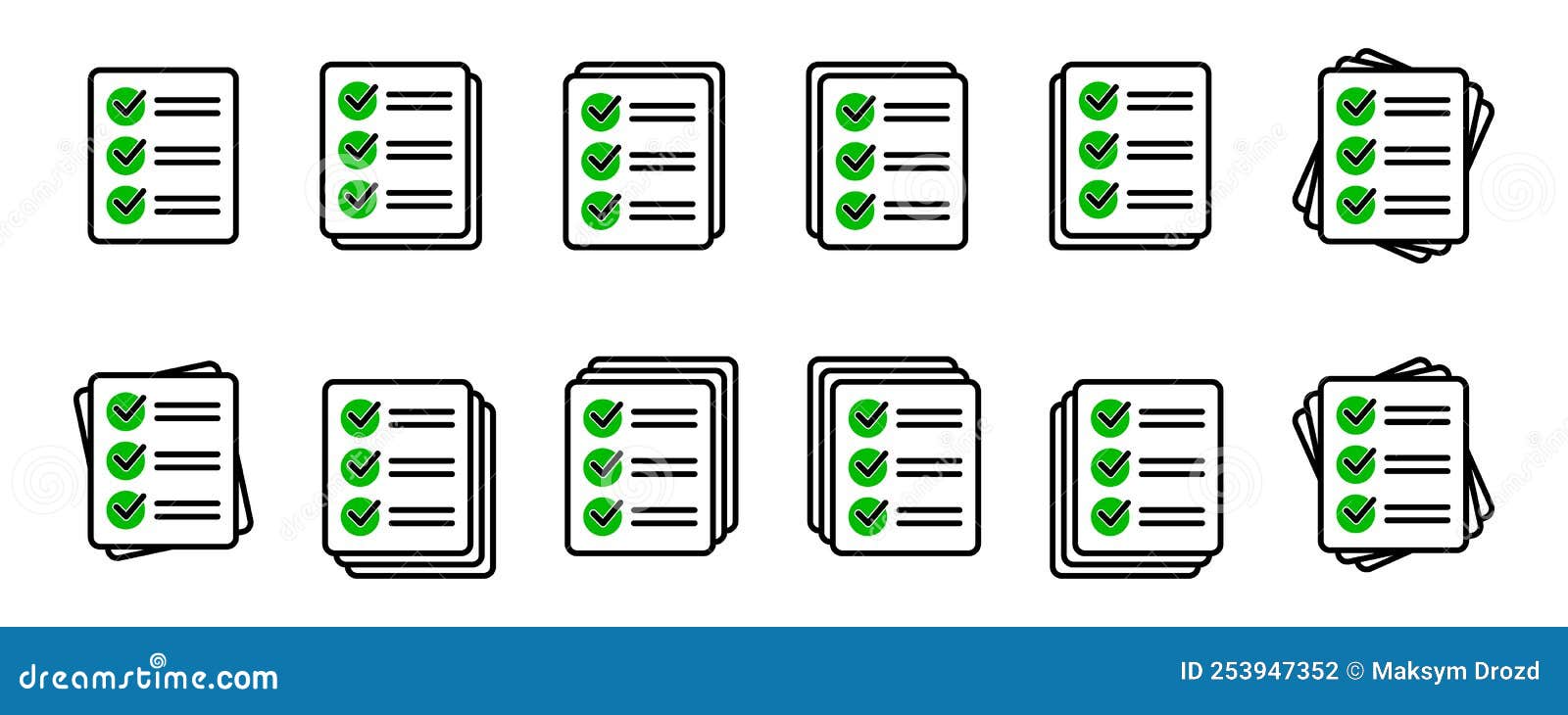 Checklist Icon, List Icon for Web with Green Check Boxes Isolated on ...